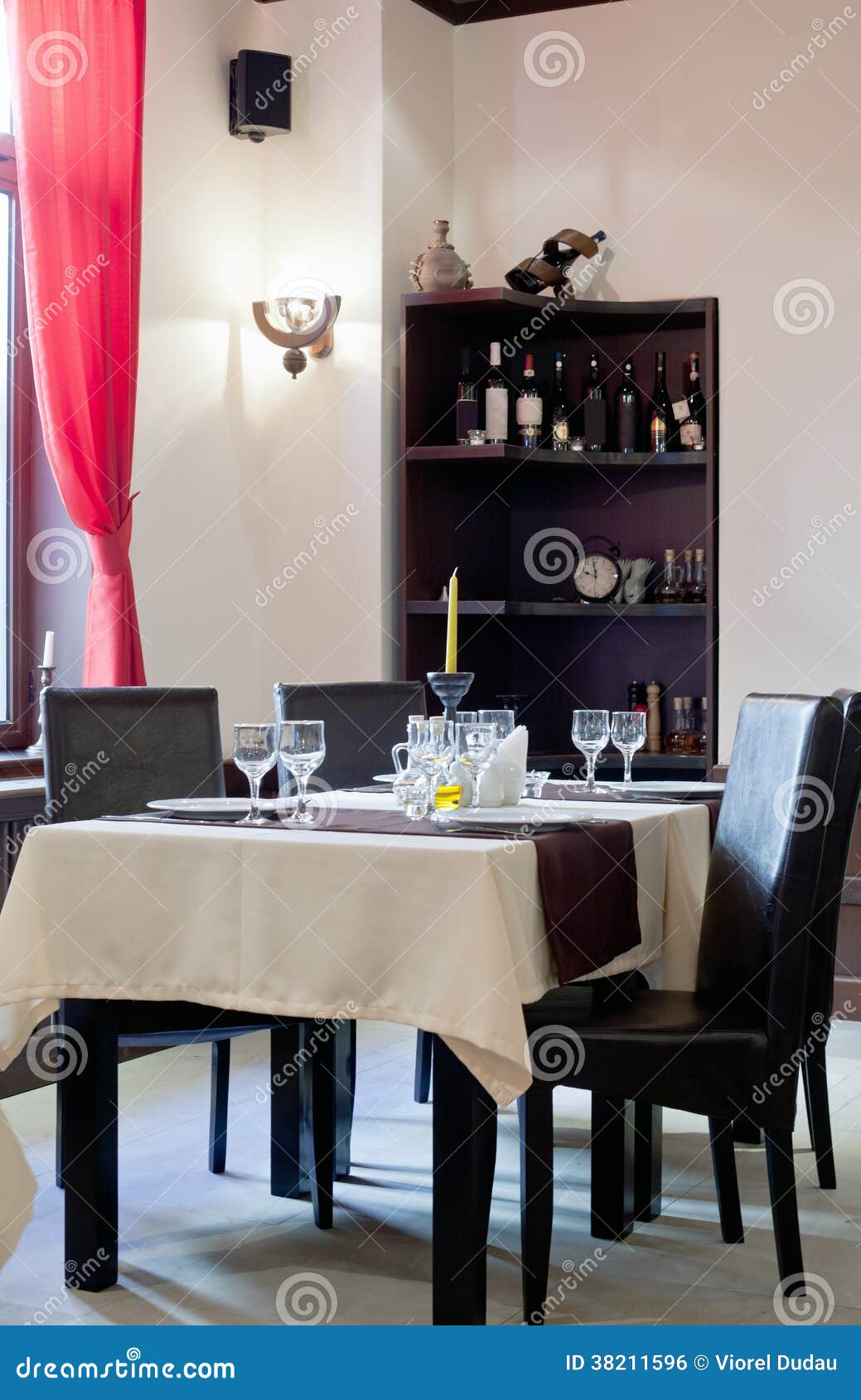 Intimate Restaurant Table and Chairs Stock Photo - Image of tablecloth ...