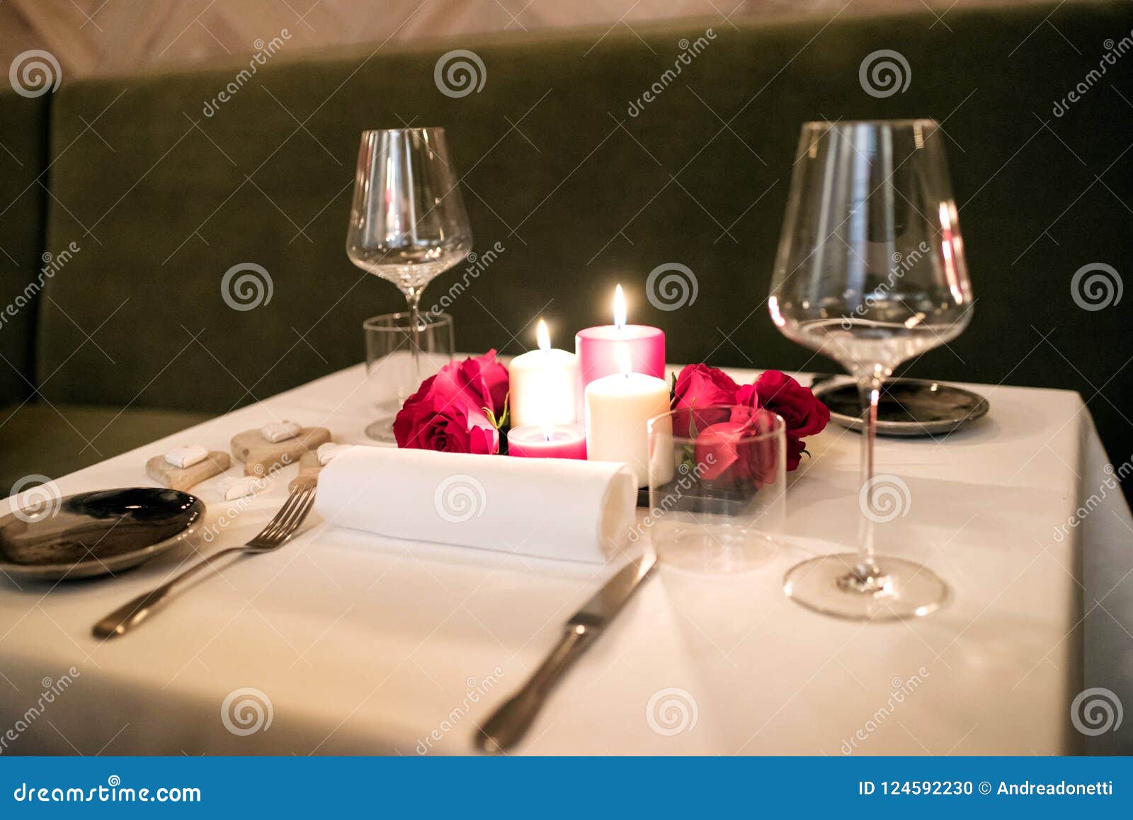 Intimate Romantic Table Setting for Two Stock Photo - Image of ...