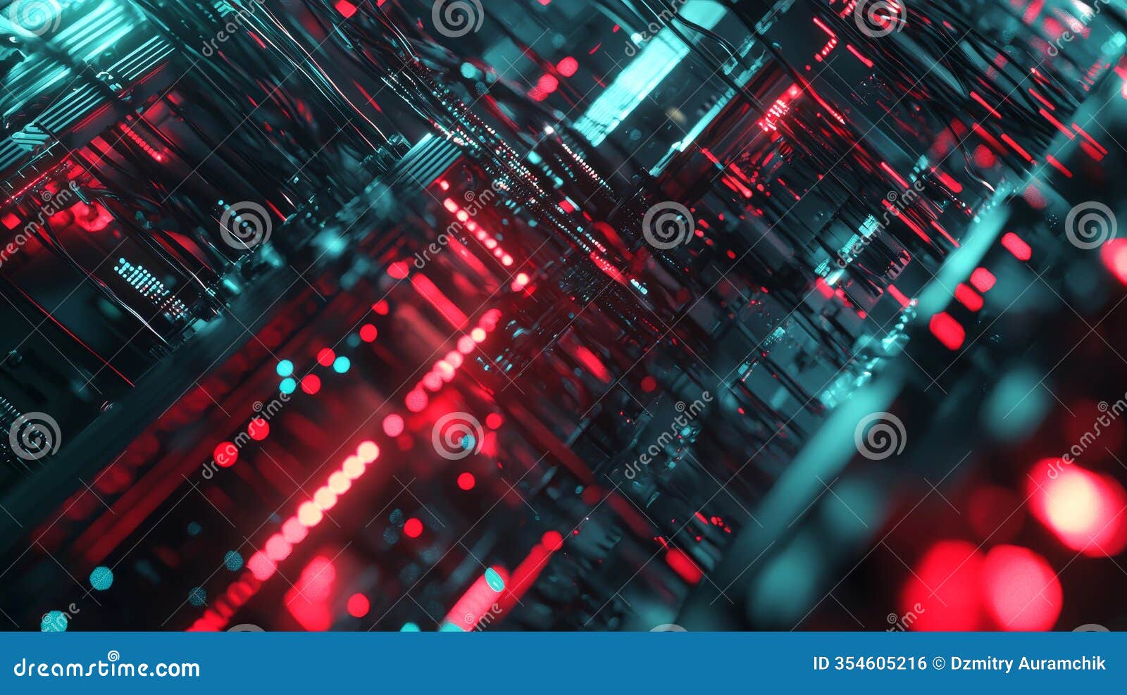 An Intimate Shot of a Cutting-edge Server Rack with Bright LED Lights ...