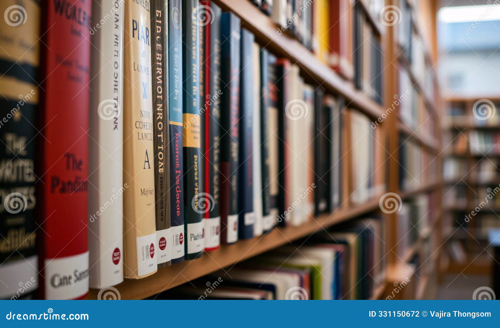An Intimate View of a Library Bookshelf Filled with Books, Captured Up ...