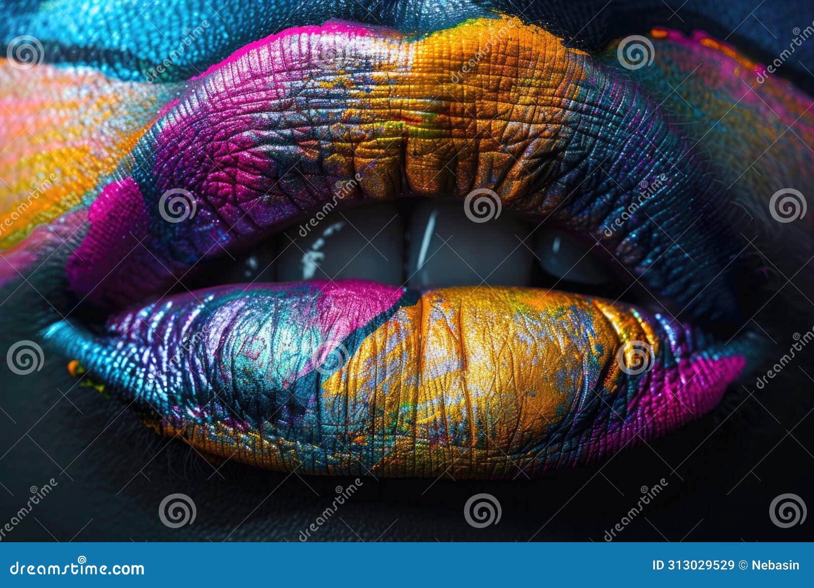 An Intimate View of a Persons Lips Adorned with a Stunning Array of ...
