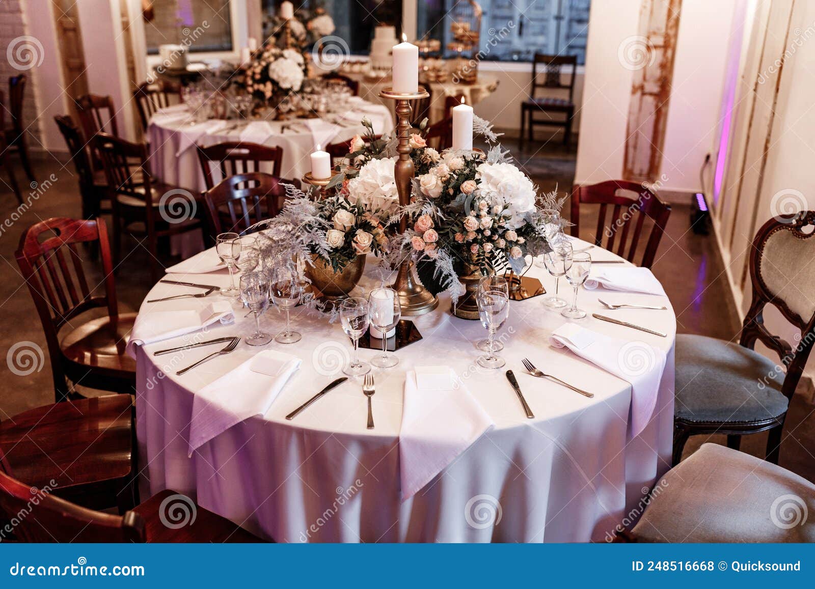 Intimate wedding dinner stock photo. Image of wedding - 248516668