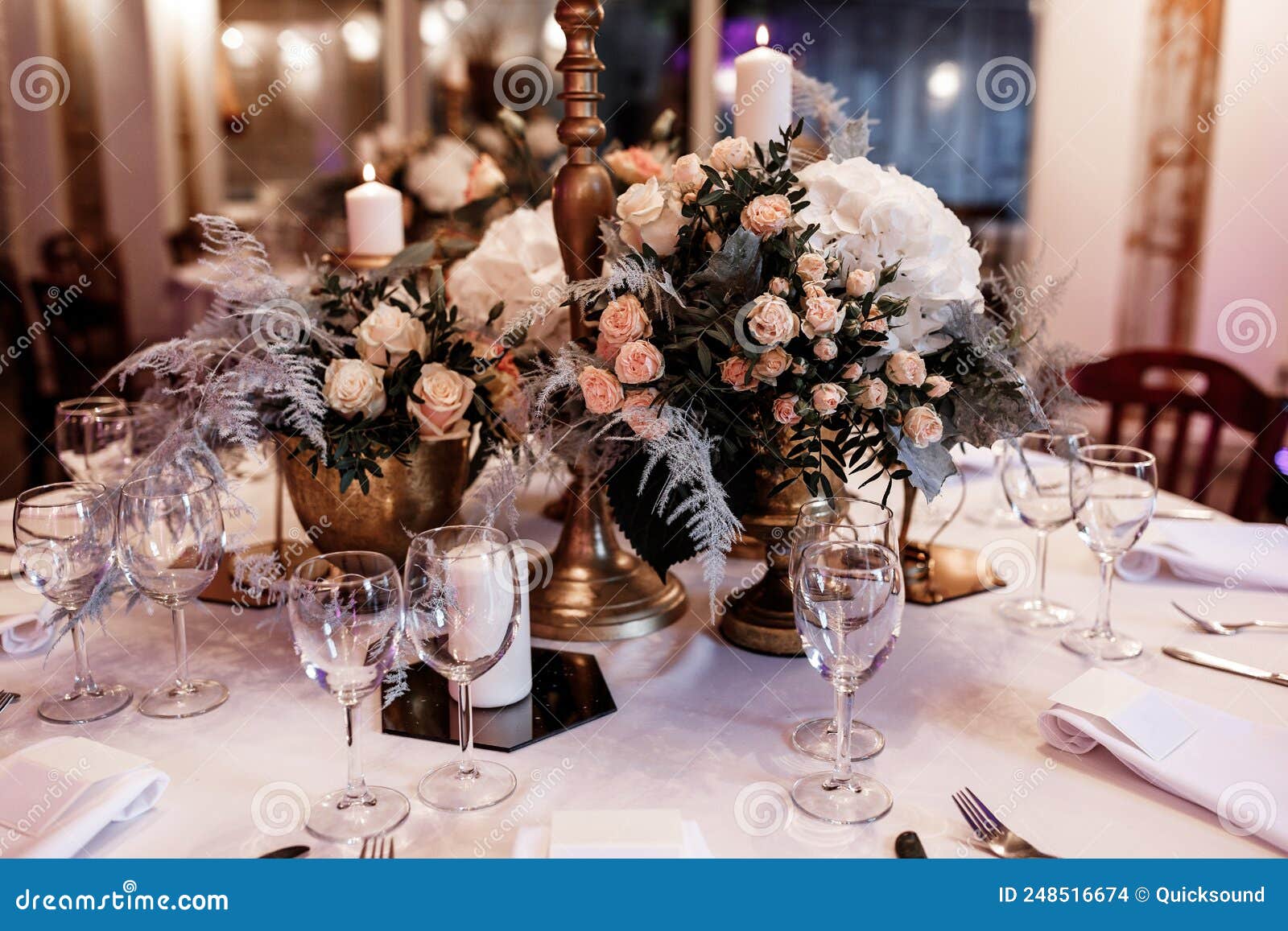 Intimate wedding dinner stock photo. Image of event - 248516674