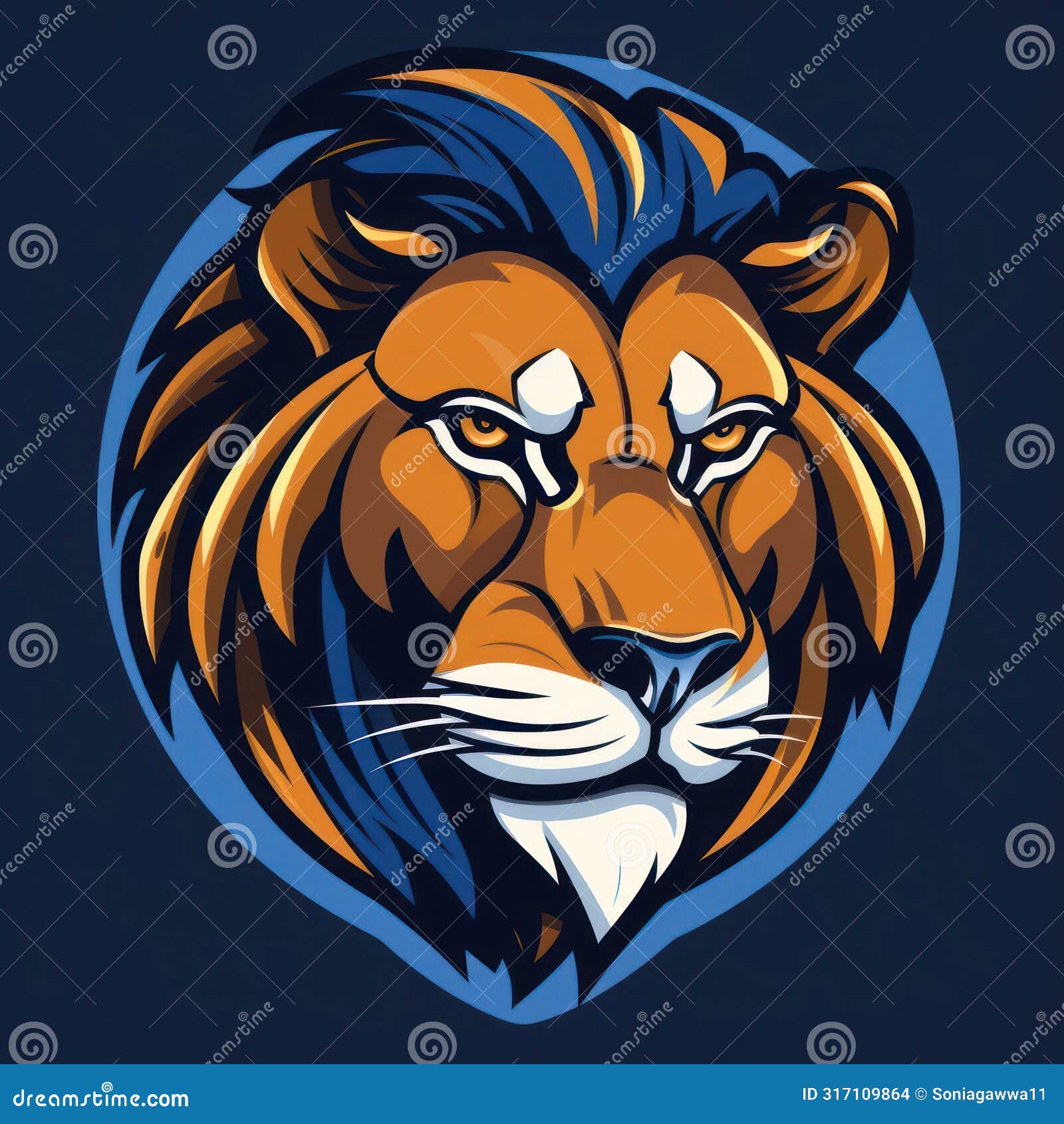 Intimidating Lion Head Simple Logo Solid Flat Color Stock Illustration ...