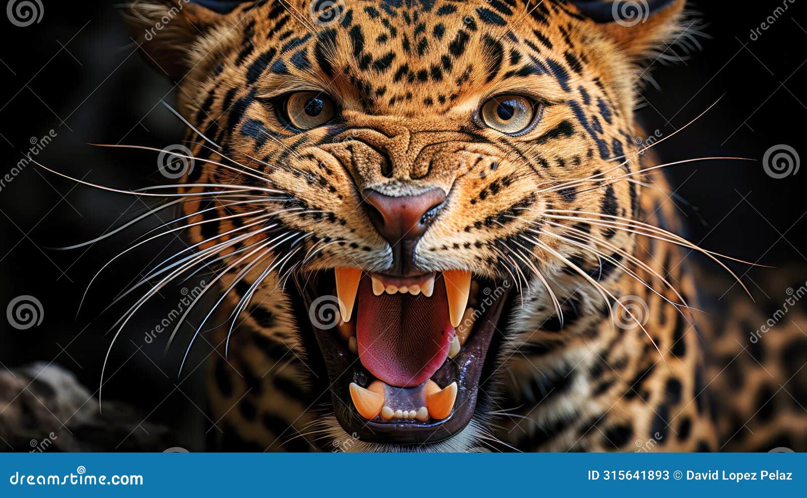 Intimidating Snarling Leopard with Bared Teeth. Generative Ai Stock ...