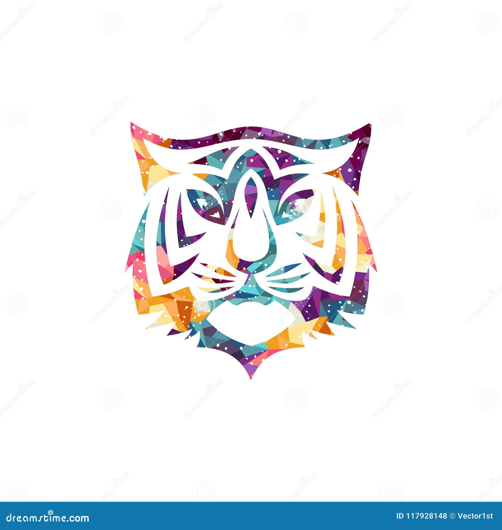 Intimidating Tiger Front View Theme Logo Template Stock Vector ...