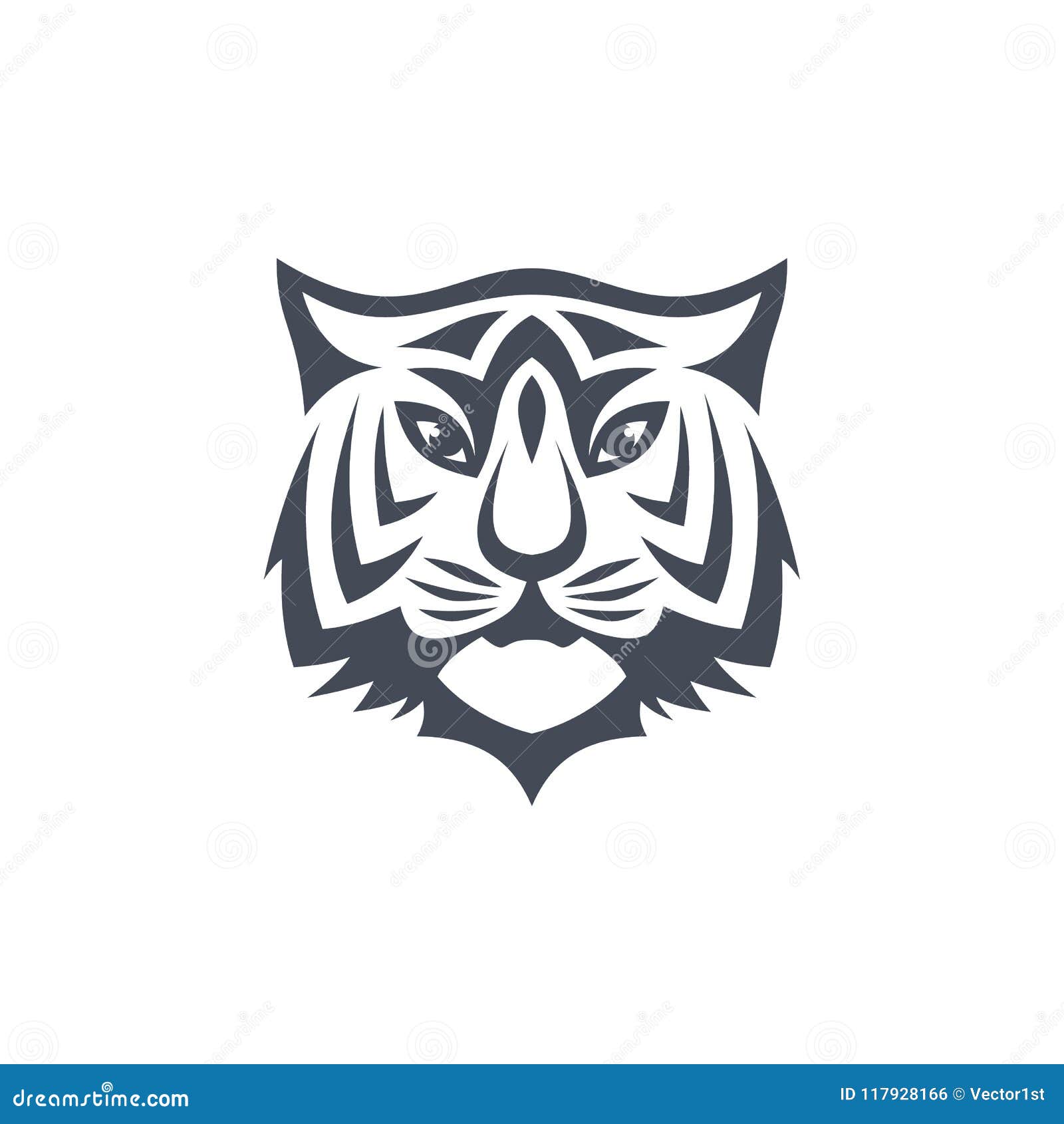 Intimidating Tiger Front View Theme Logo Template Stock Vector ...