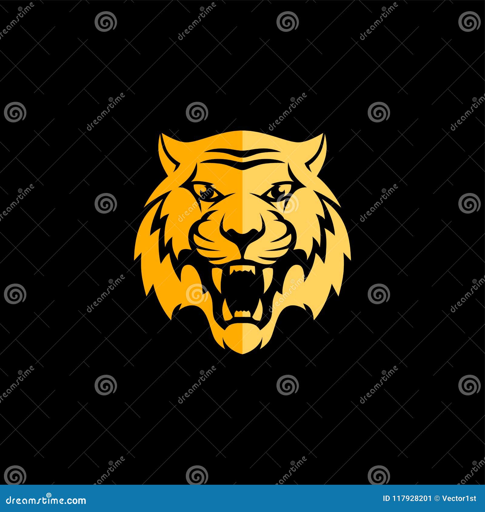 Intimidating Tiger Front View Theme Logo Template Vector Illustration ...