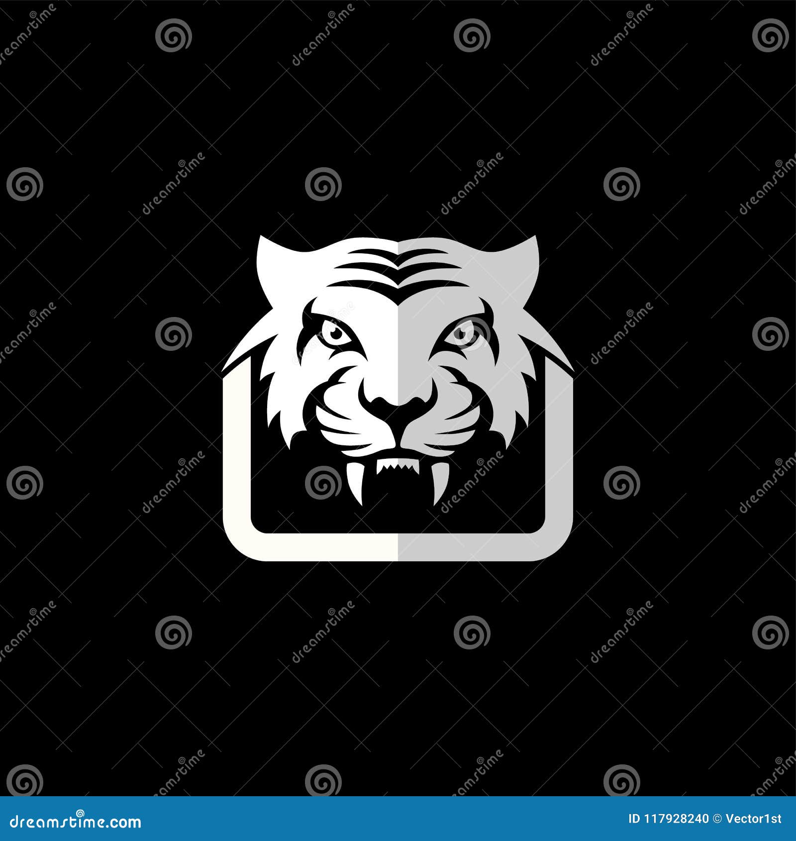 Intimidating Tiger Front View Theme Logo Template Vector Illustration ...