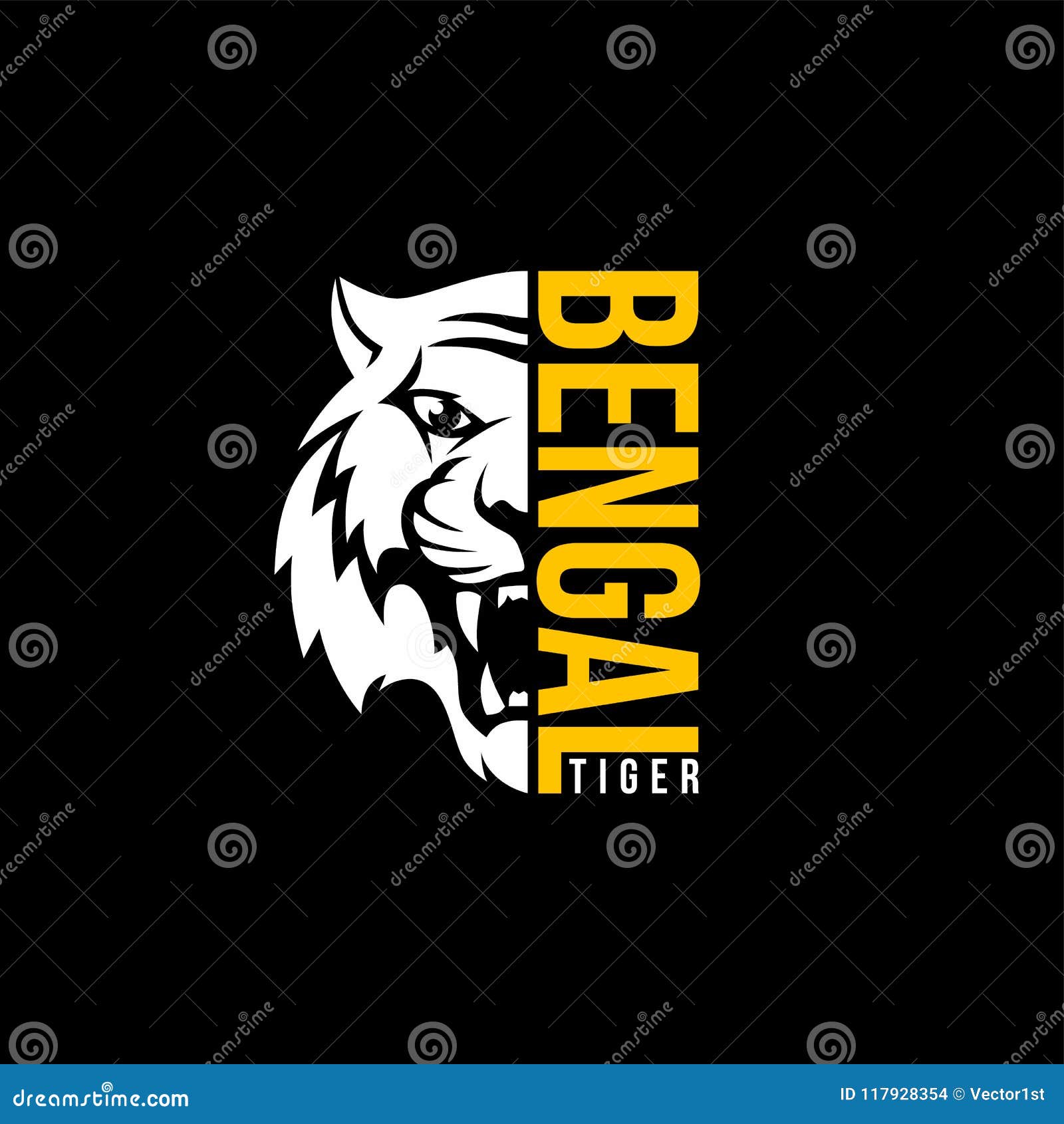 Intimidating Tiger Front View Theme Logo Template Stock Vector ...
