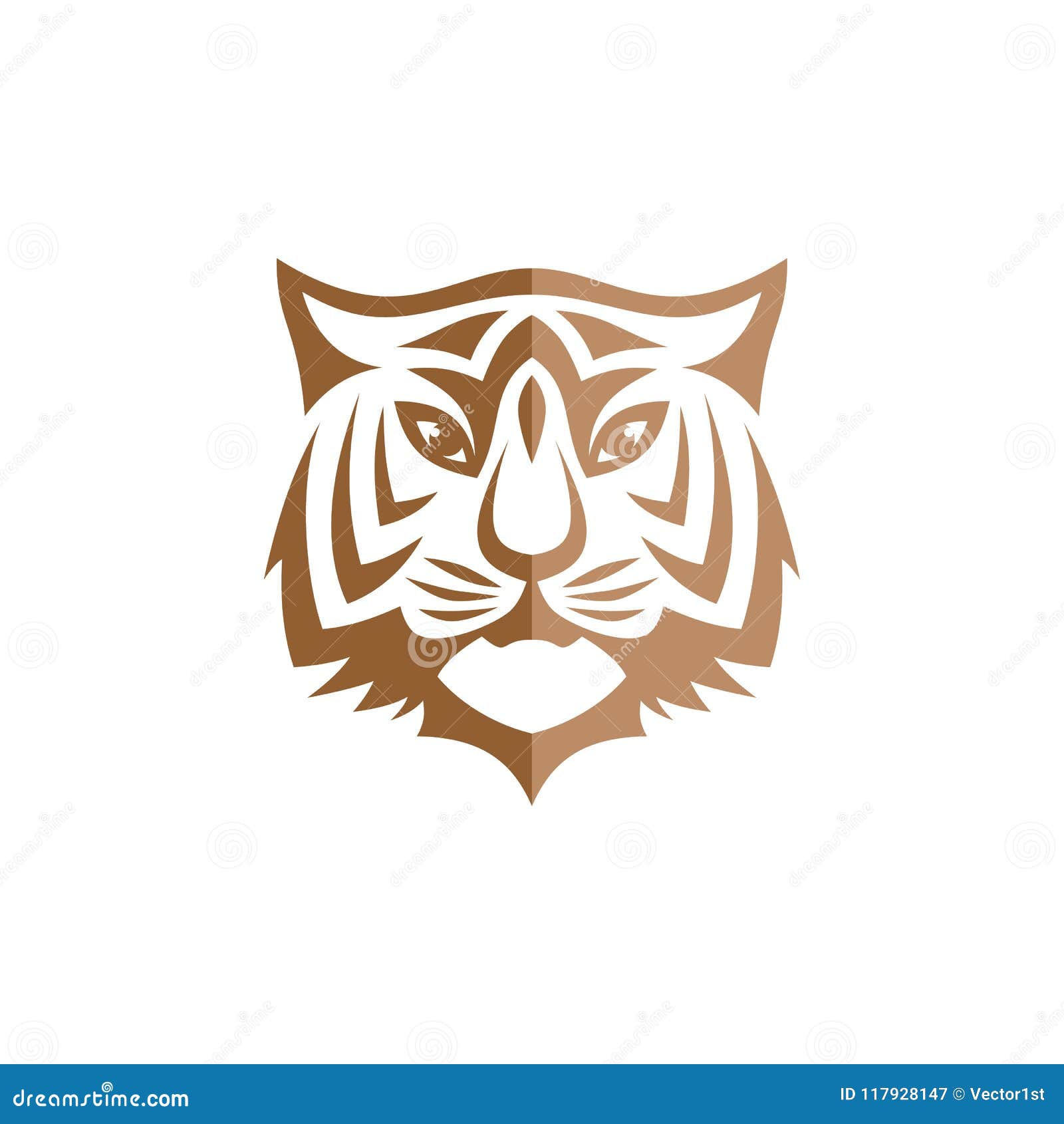 Intimidating Tiger Front View Theme Logo Template Stock Vector ...