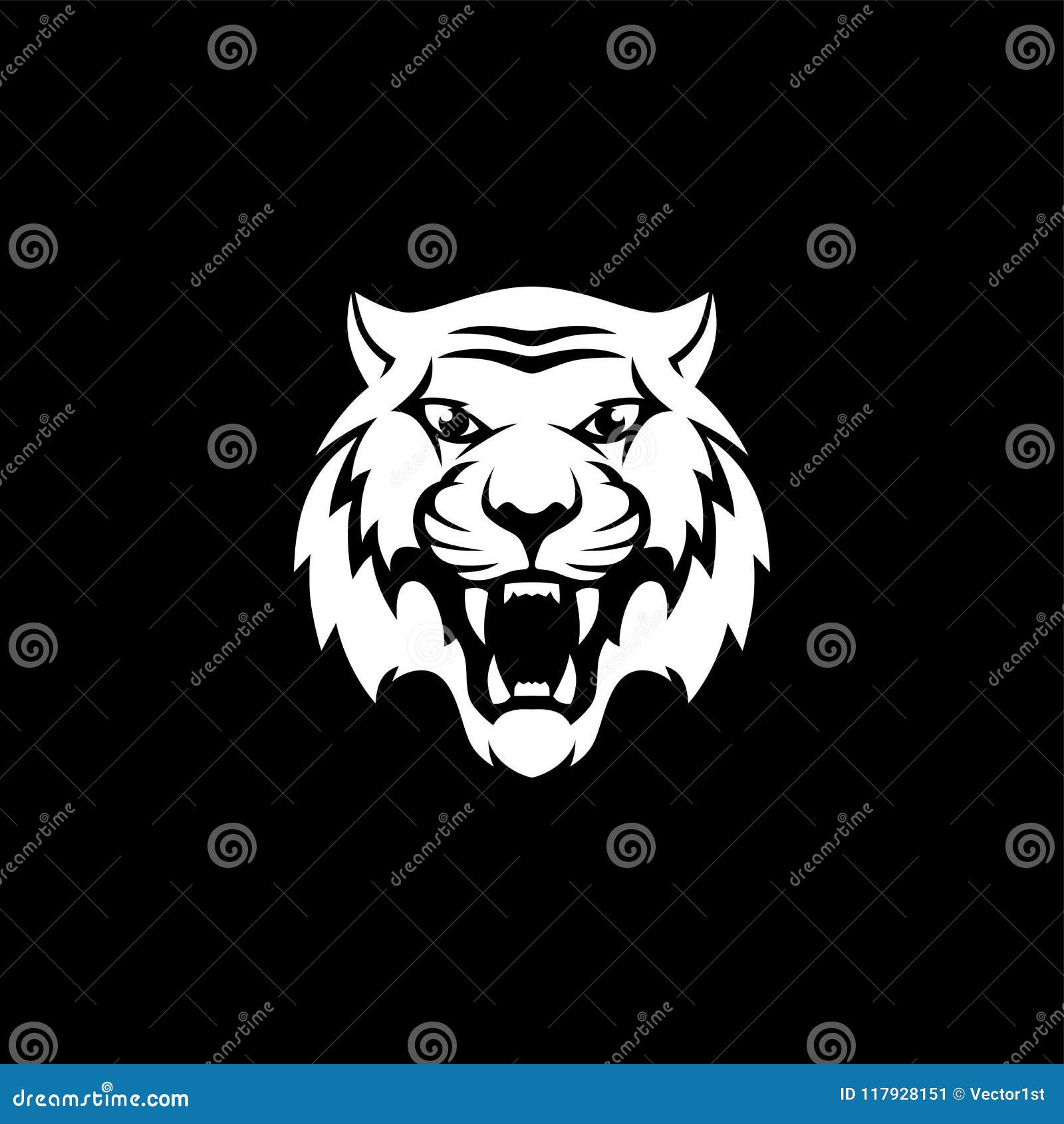 Intimidating Tiger Front View Theme Logo Template Stock Vector ...