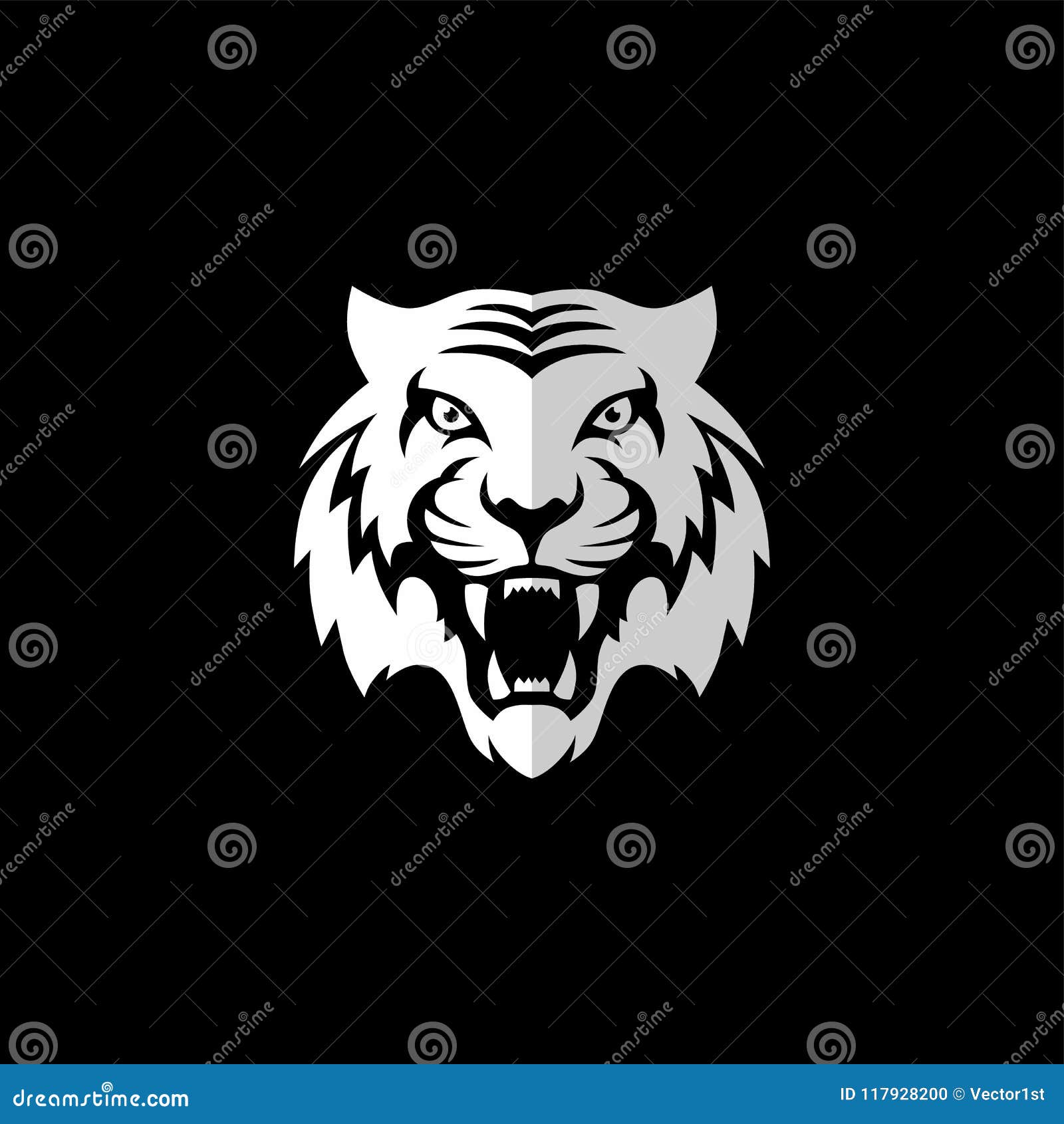 Intimidating Tiger Front View Theme Logo Template Stock Vector ...