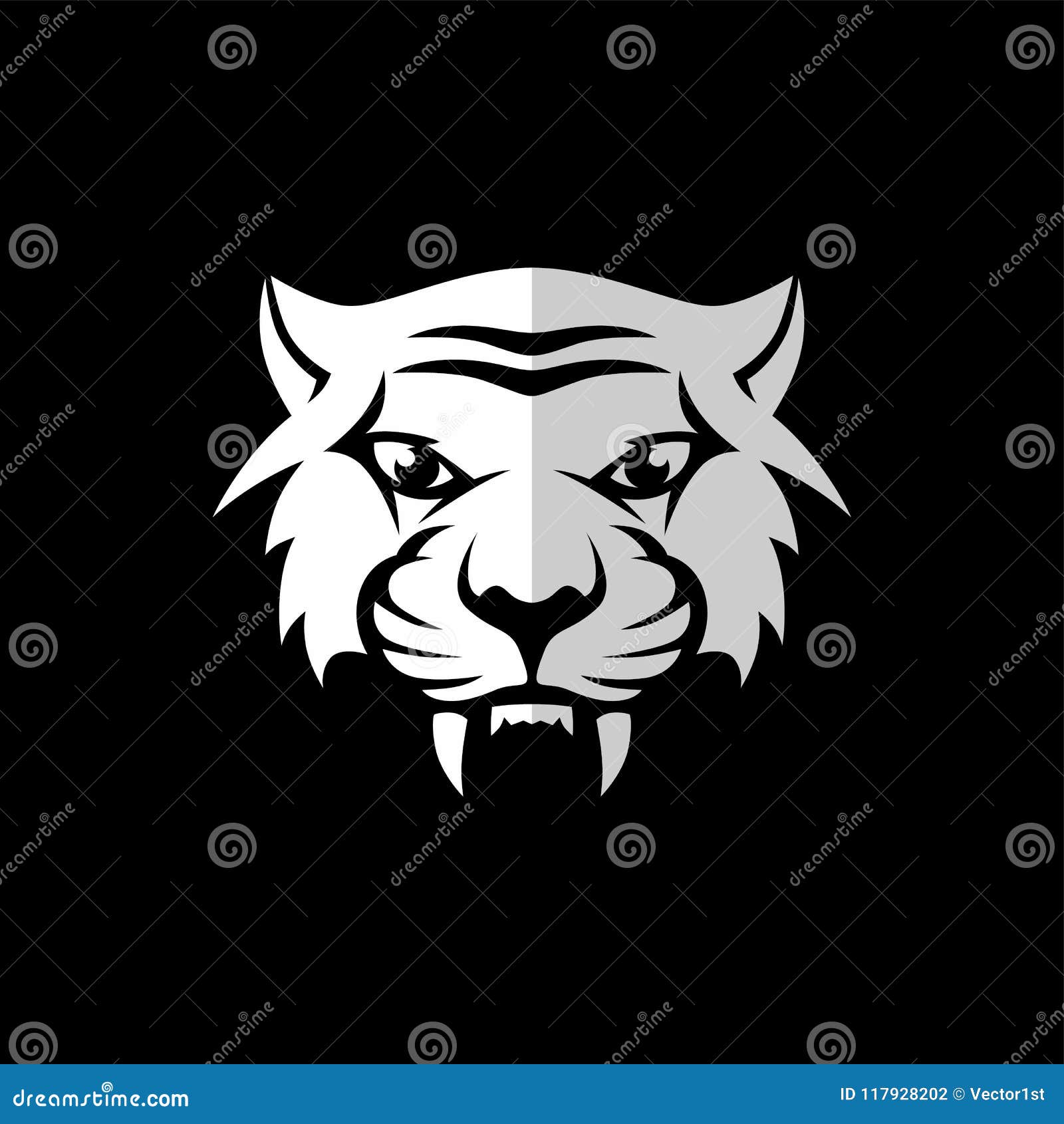 Intimidating Tiger Front View Theme Logo Template Stock Vector ...