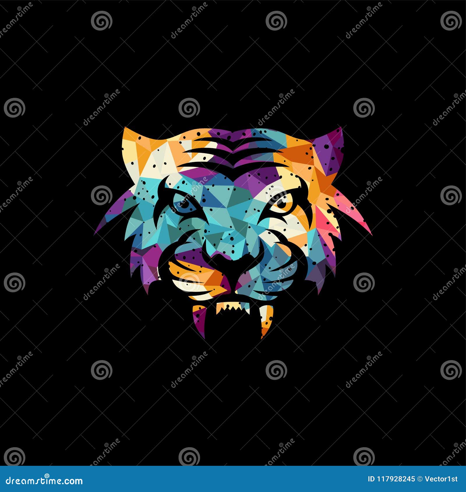 Intimidating Tiger Front View Theme Logo Template Stock Vector ...