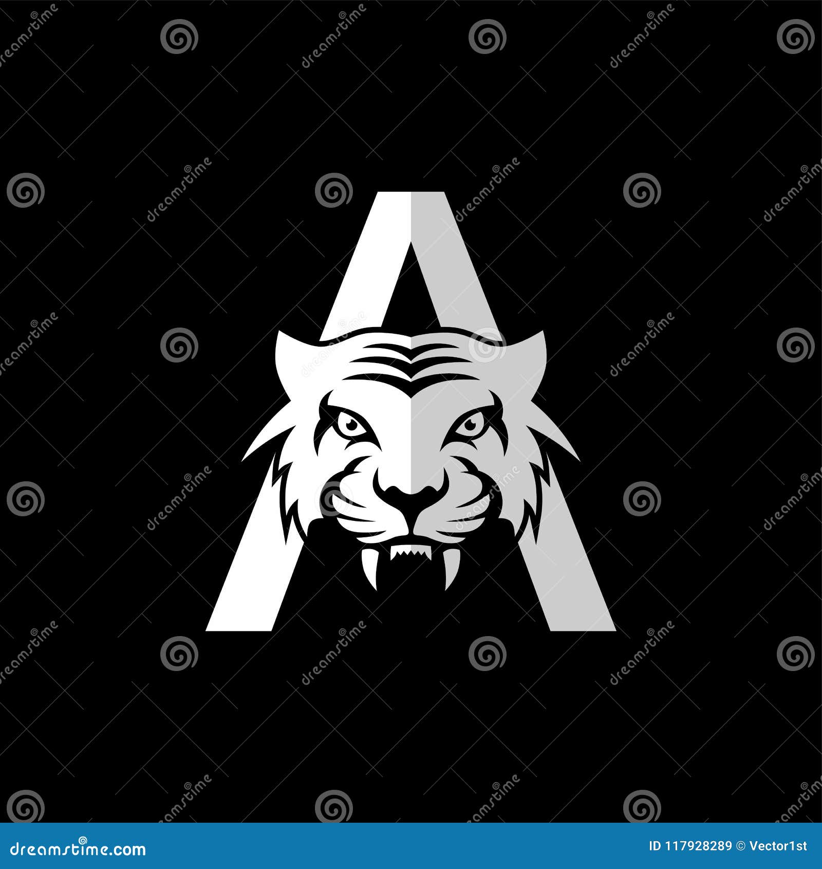 Intimidating Tiger Front View Theme Logo Template Vector Illustration ...