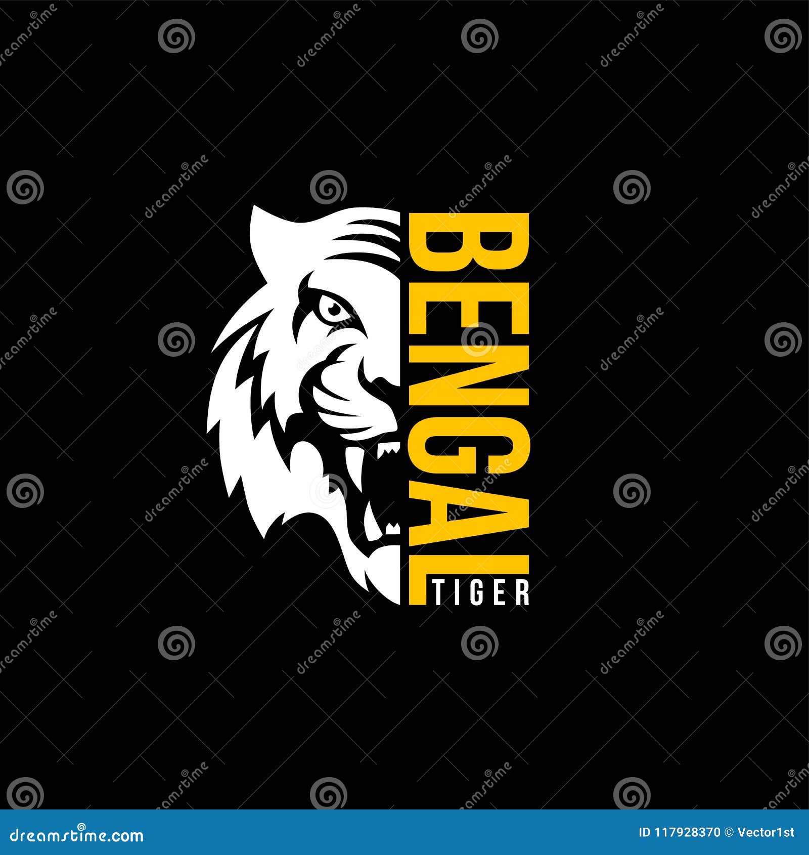 Intimidating Tiger Front View Theme Logo Template Stock Vector ...