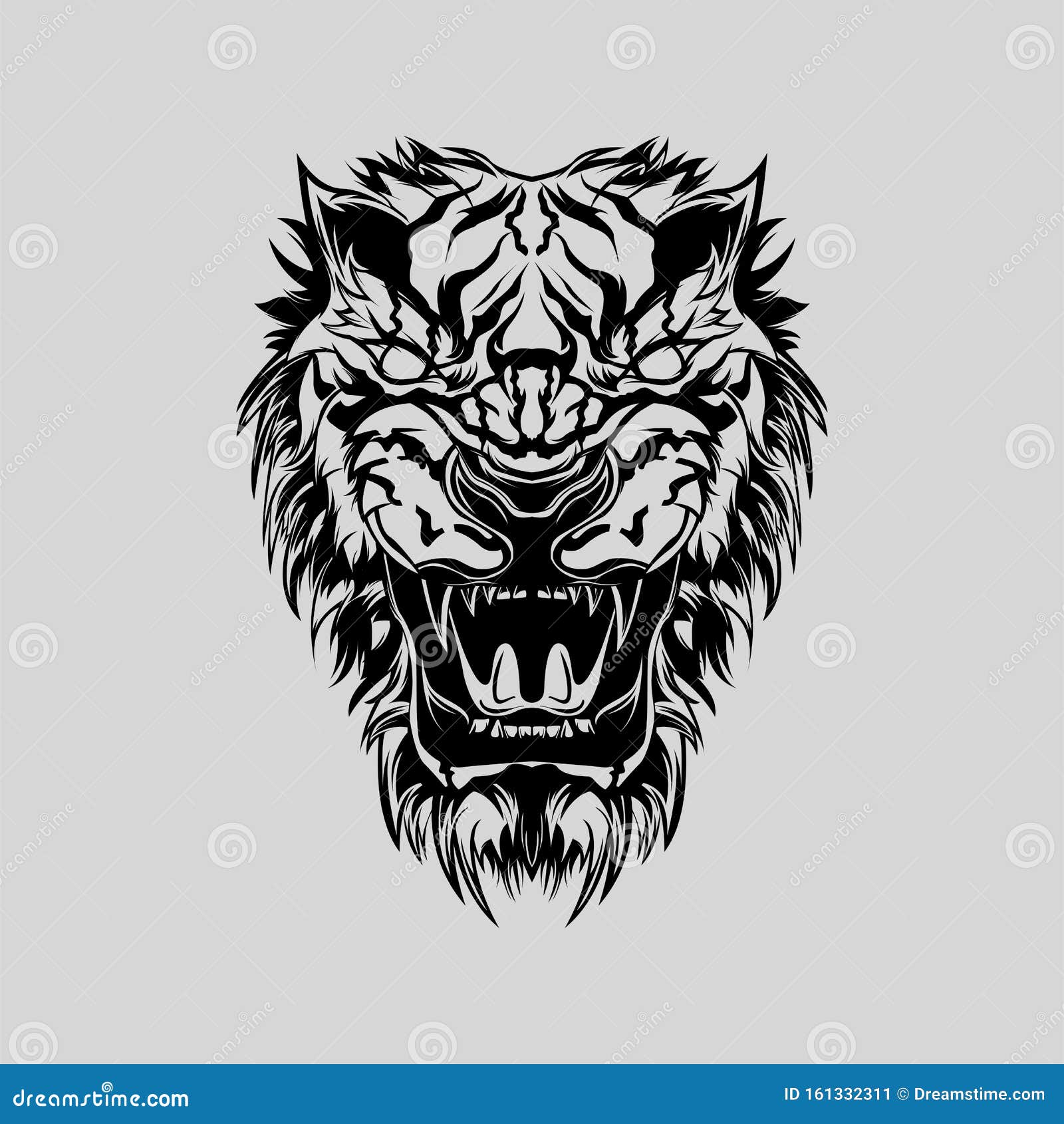 Intimidating Tiger Front View Theme Logo Template. Vector Stock Vector ...