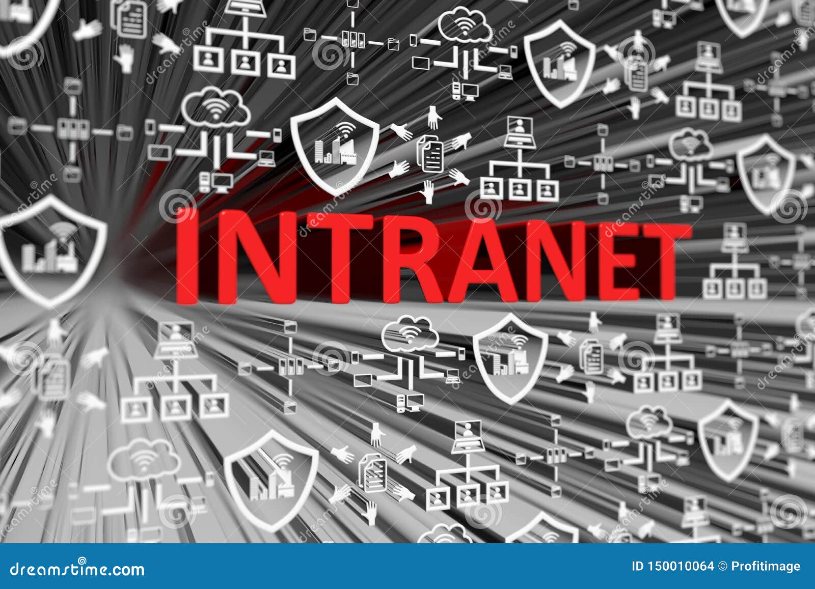 INTRANET. Concept With People, Letters And Icons. Flat Vector ...