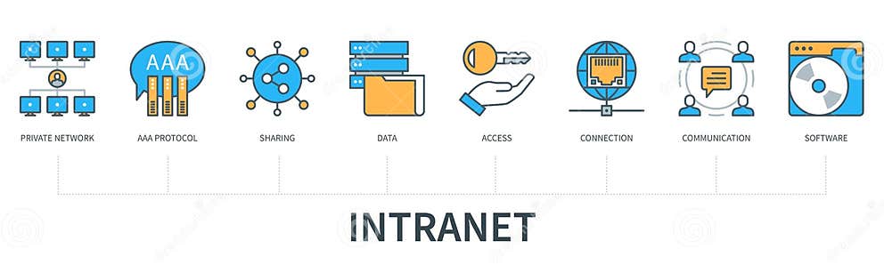 Intranet Infographics in Minimal Flat Line Style Stock Illustration ...