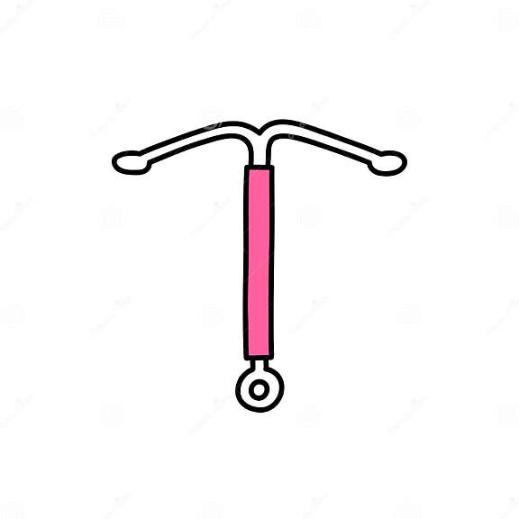 Intrauterine Device Iud Contraception Doodle Icon Vector Color Line