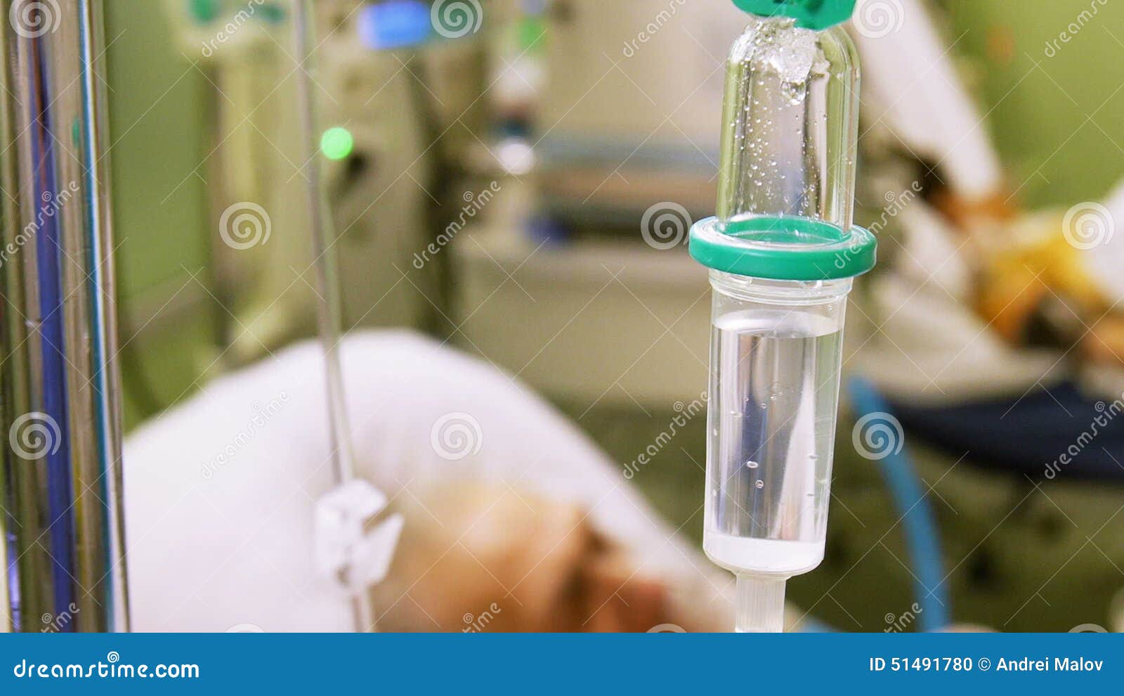 Intravenous Drip in ICU with Patient on Background Stock Footage ...