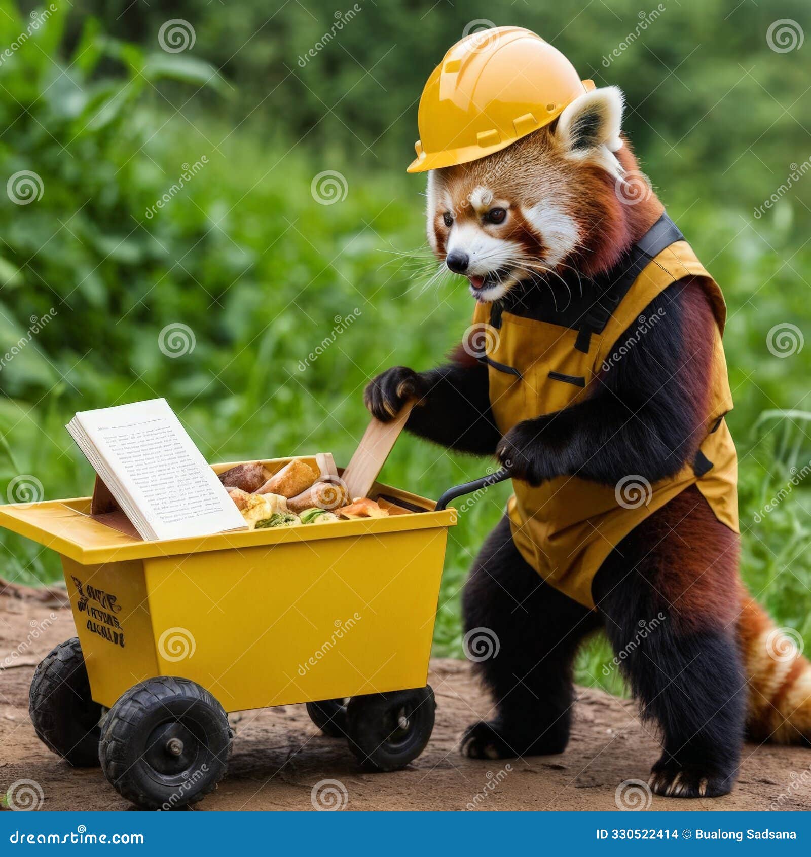 Red Panda Bear Dressed As Construction Worker Stock Illustration ...