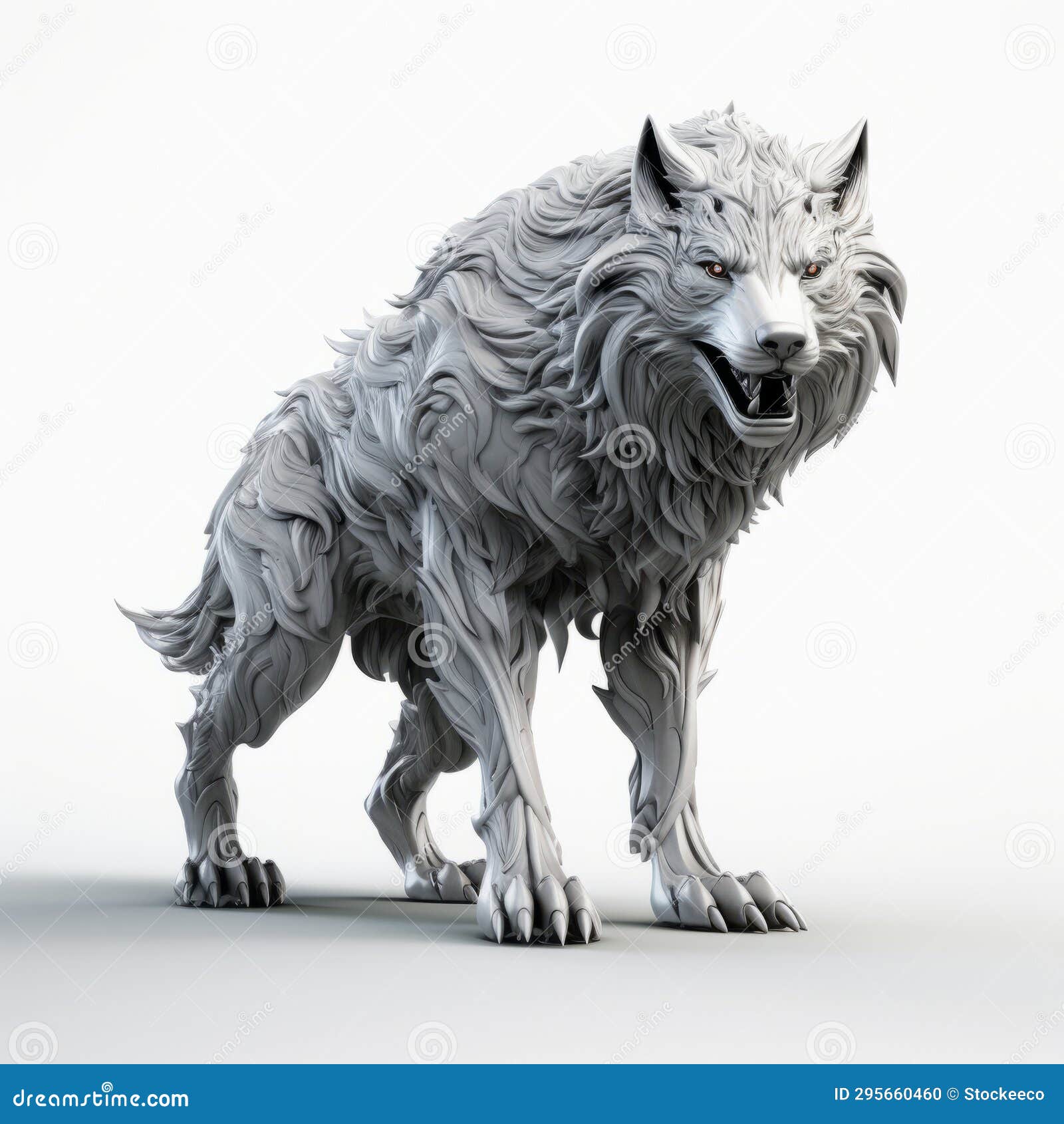 Intricate 3d Wolf Model with Bizarre Illustration Style Stock ...