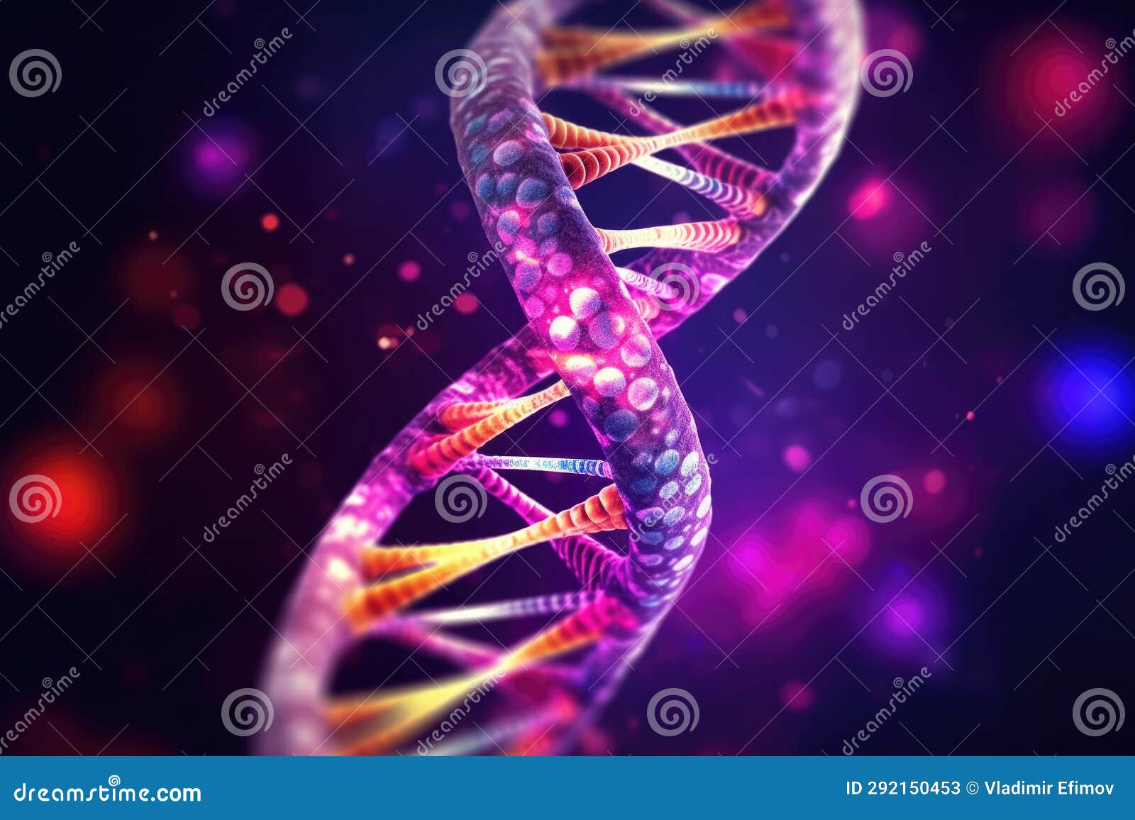 Intricate and Abstract Representation of DNA Structure Set Against Dark ...