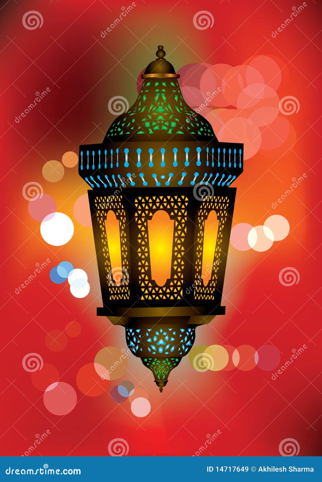 Intricate Arabic Lamp with Beautiful Lights Stock Vector - Illustration ...