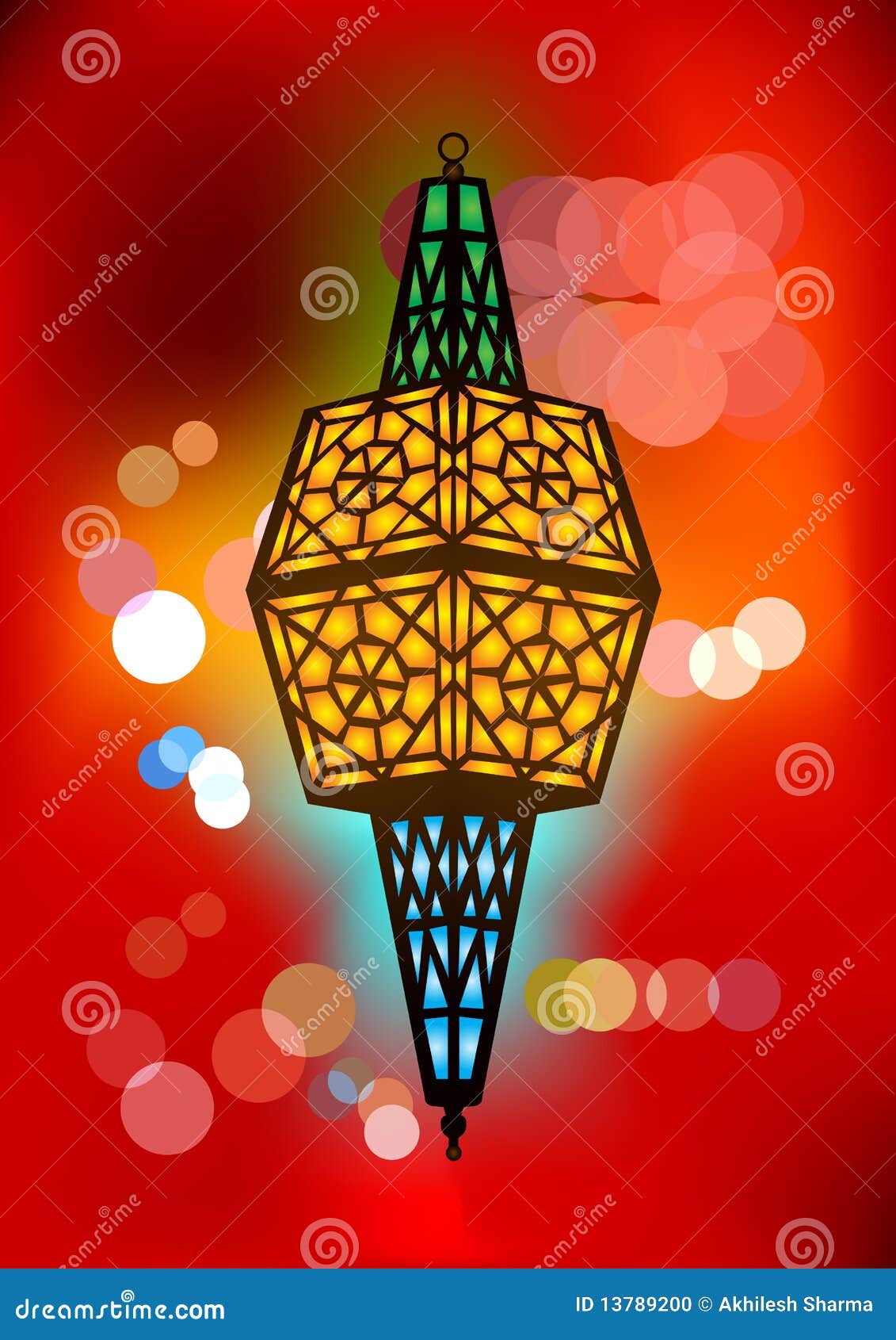 Intricate Arabic Lamp with Blurred Lights Stock Vector - Illustration ...