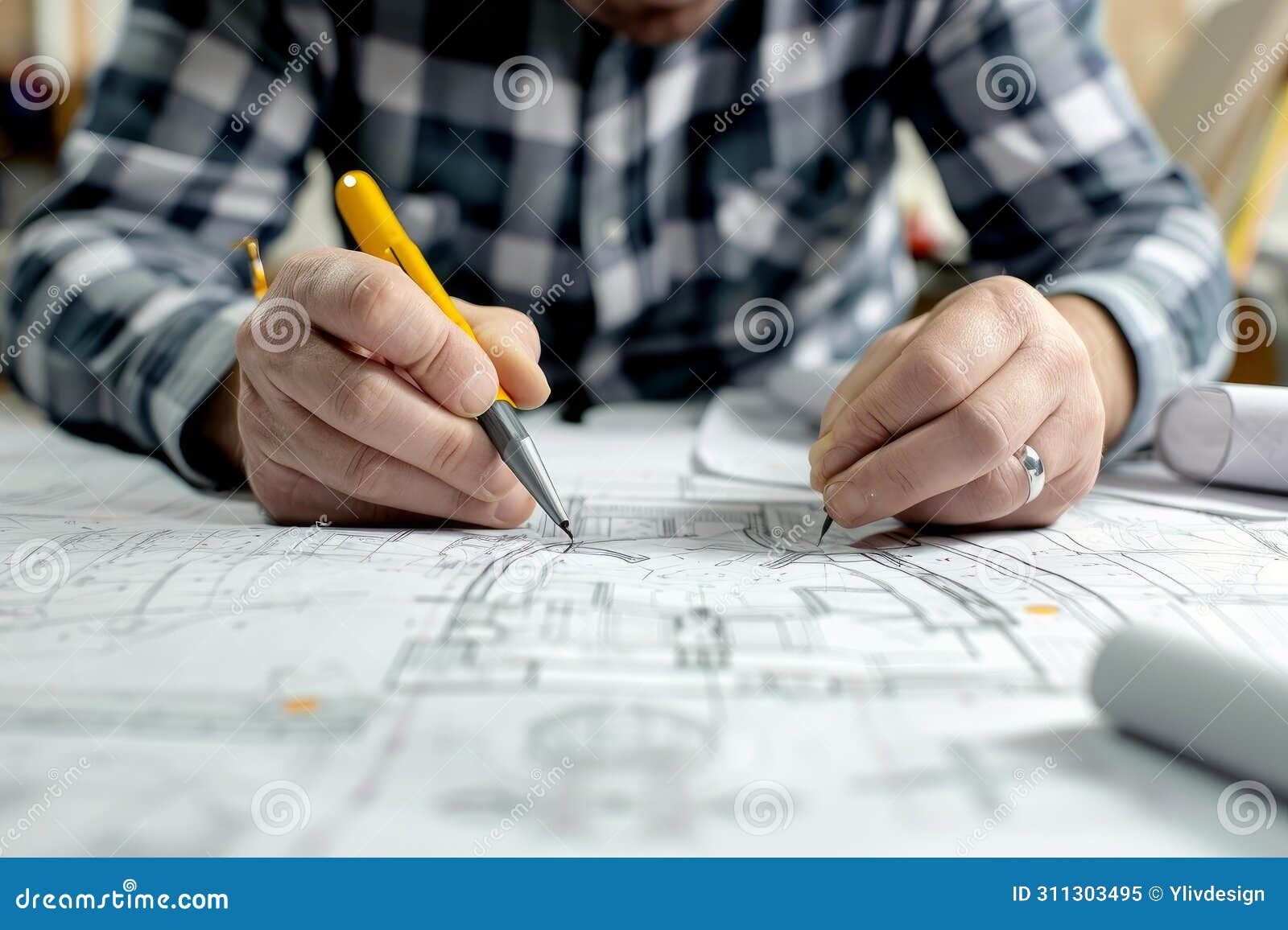 Intricate Architect Draw Building Plans. Generate Ai Stock Illustration ...