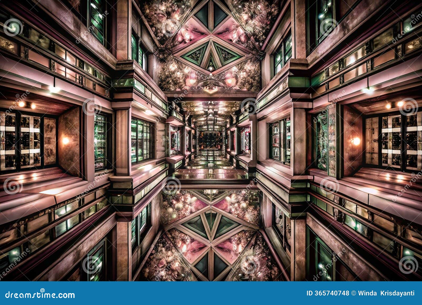 Symmetrical Reflection Of Snowy Trees In A Still Pond Royalty-Free ...