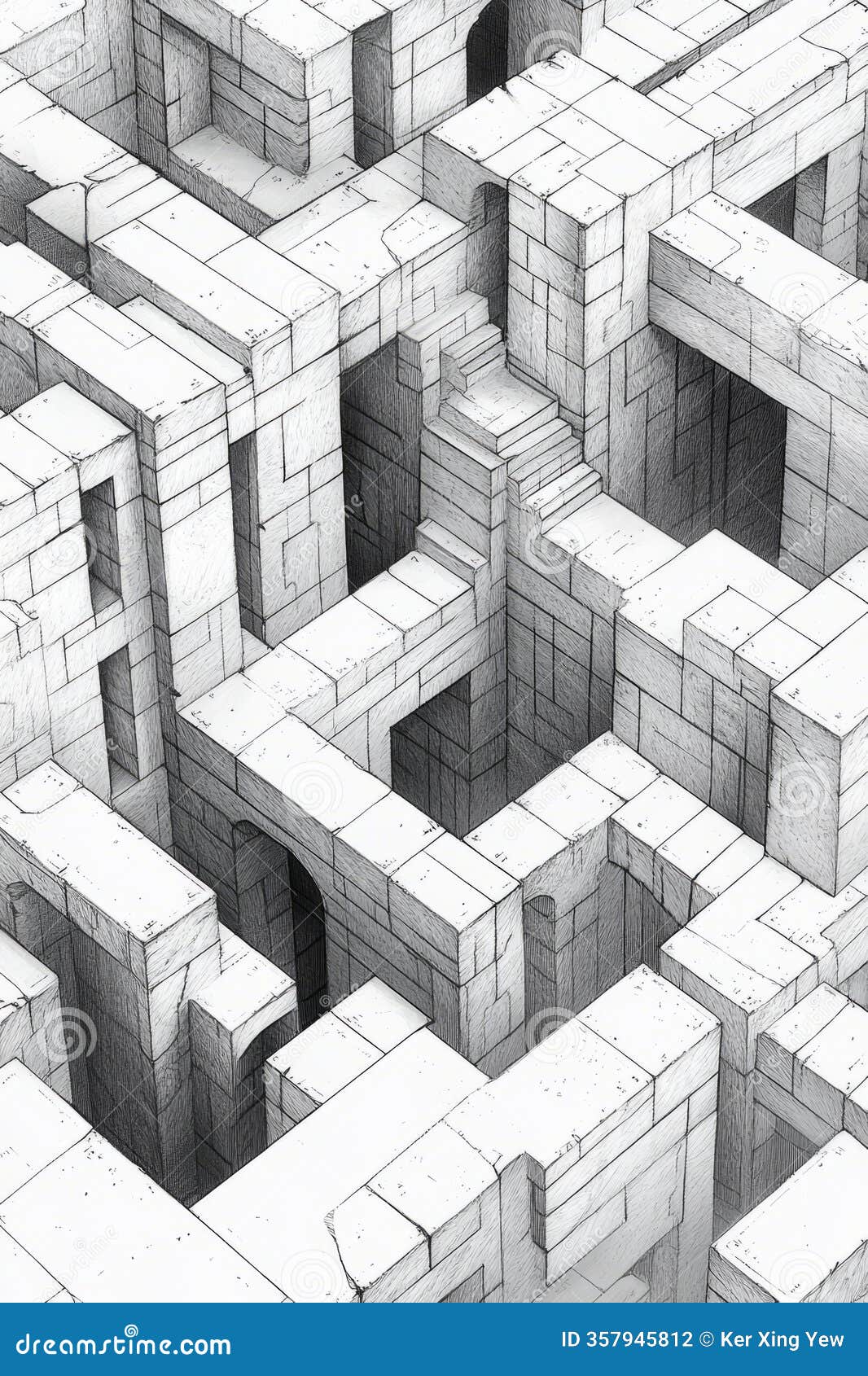 Intricate Architectural Maze with Geometric Patterns and Endless ...