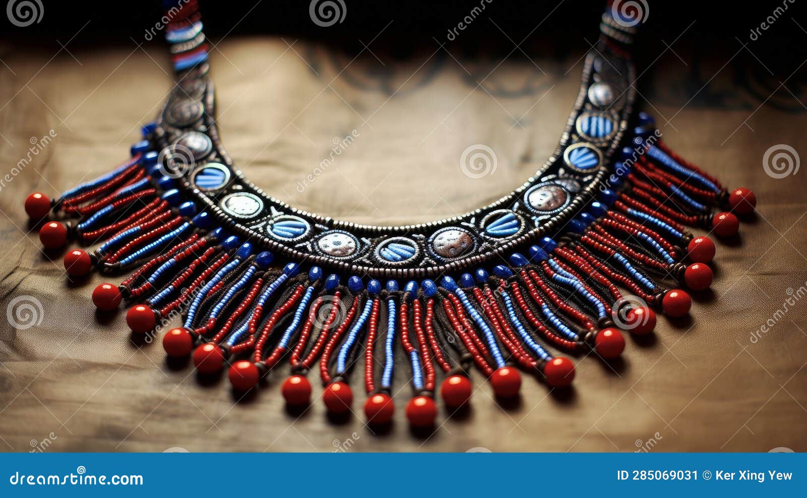 Intricate Beadwork on a Tribal Necklace Stock Illustration ...
