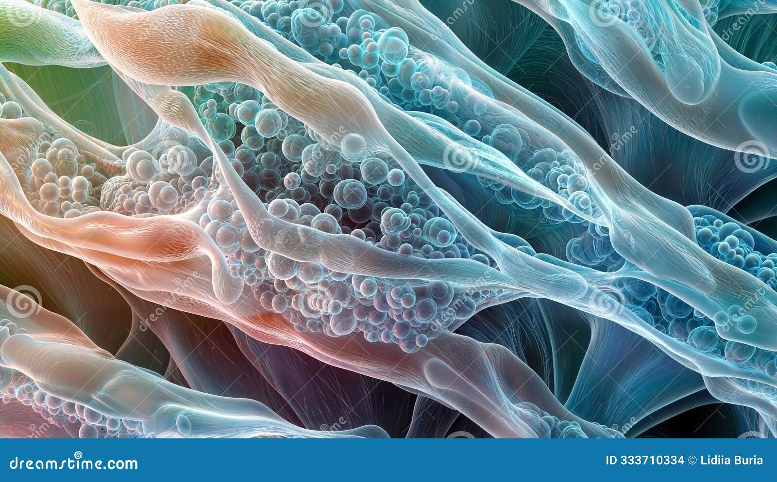 Microscopic Biological Web: Intricate Filaments and Bubbles, Generative ...