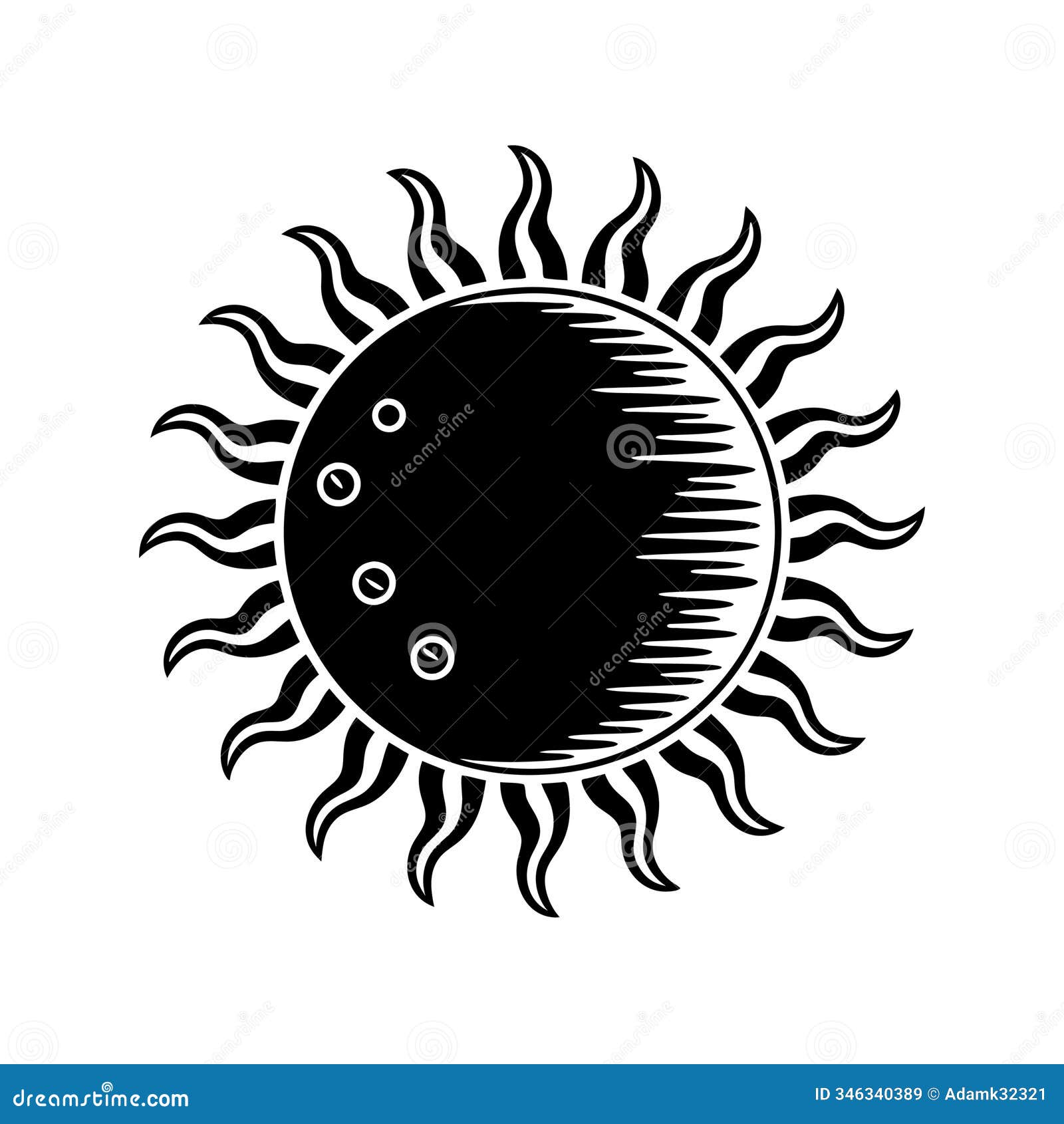 Intricate Black Sun Symbol Vector with Stylized Rays for Design and Art ...