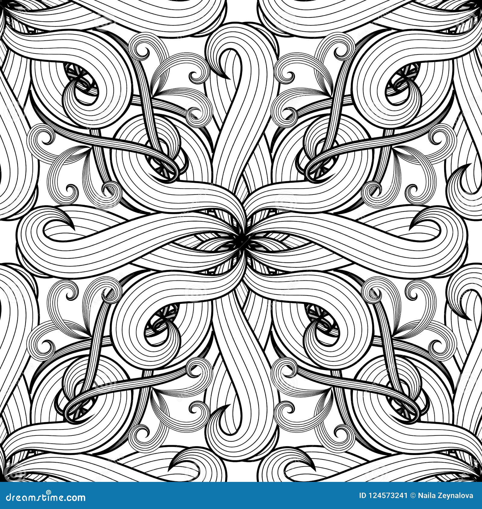 Intricate Black and White Floral Vector Seamless Pattern. Monoch Stock ...
