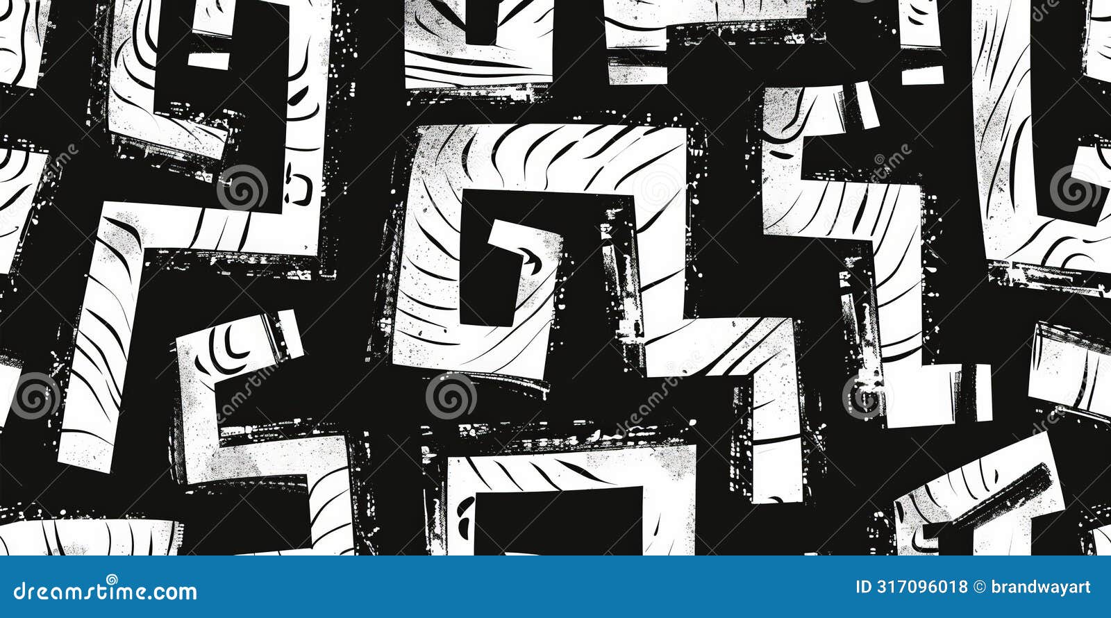 Intricate Black and White Geometric Pattern Drawing Stock Illustration ...