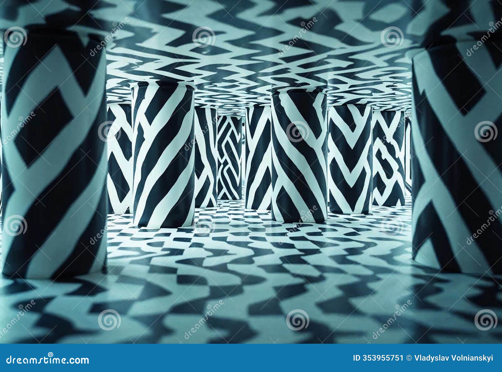 Intricate Black and White Patterns Create a Mesmerizing Maze of Columns ...