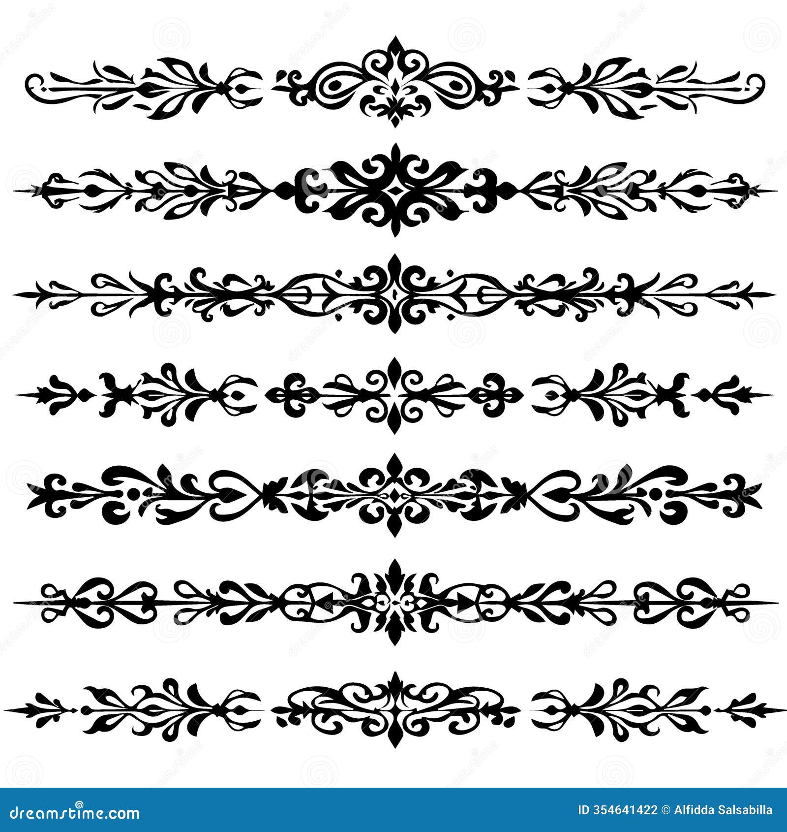 Intricate Black and White Vector Divider Pattern Set Ideal for ...