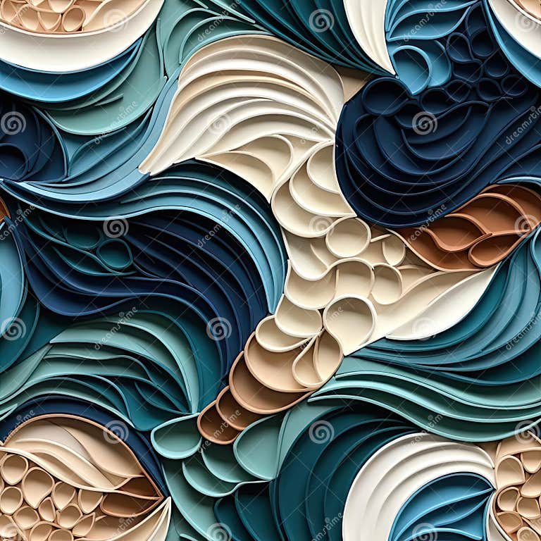 Intricate Blue and Brown Seamless Patterns of Paper Texture (tiled ...