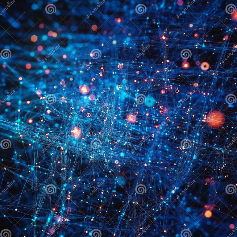 Intricate Blue Network of Data Points and Glowing Nodes in Digital ...