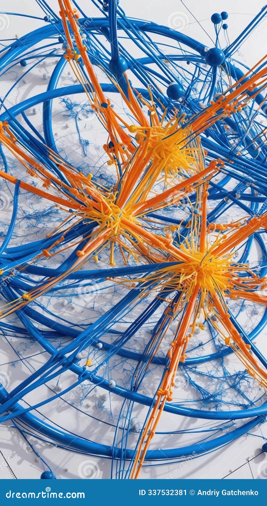 Intricate Blue and Orange Network Structure with Interwoven Connections ...
