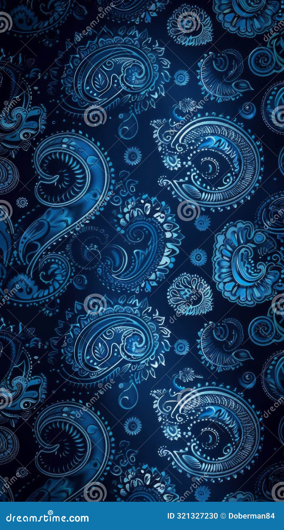 Intricate Blue Paisley Pattern with Dark Blue Background for Elegant ...