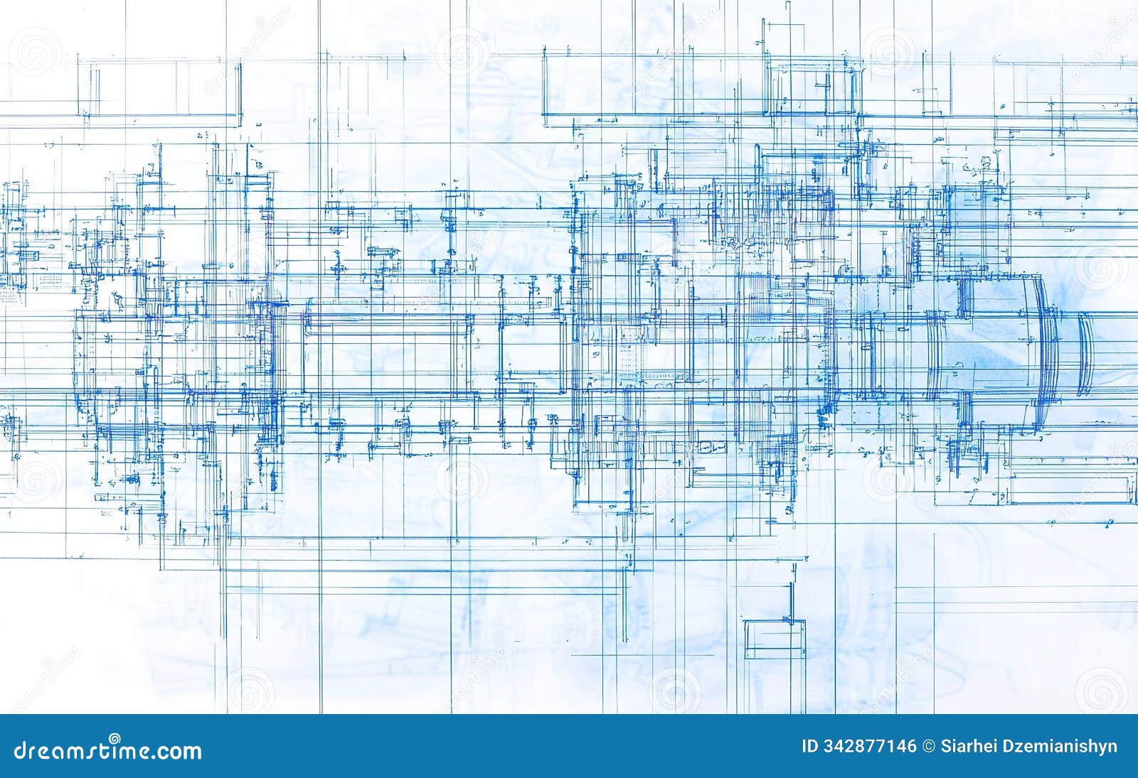 Intricate Blue Schematic Diagram Illustrating Detailed Engineering ...