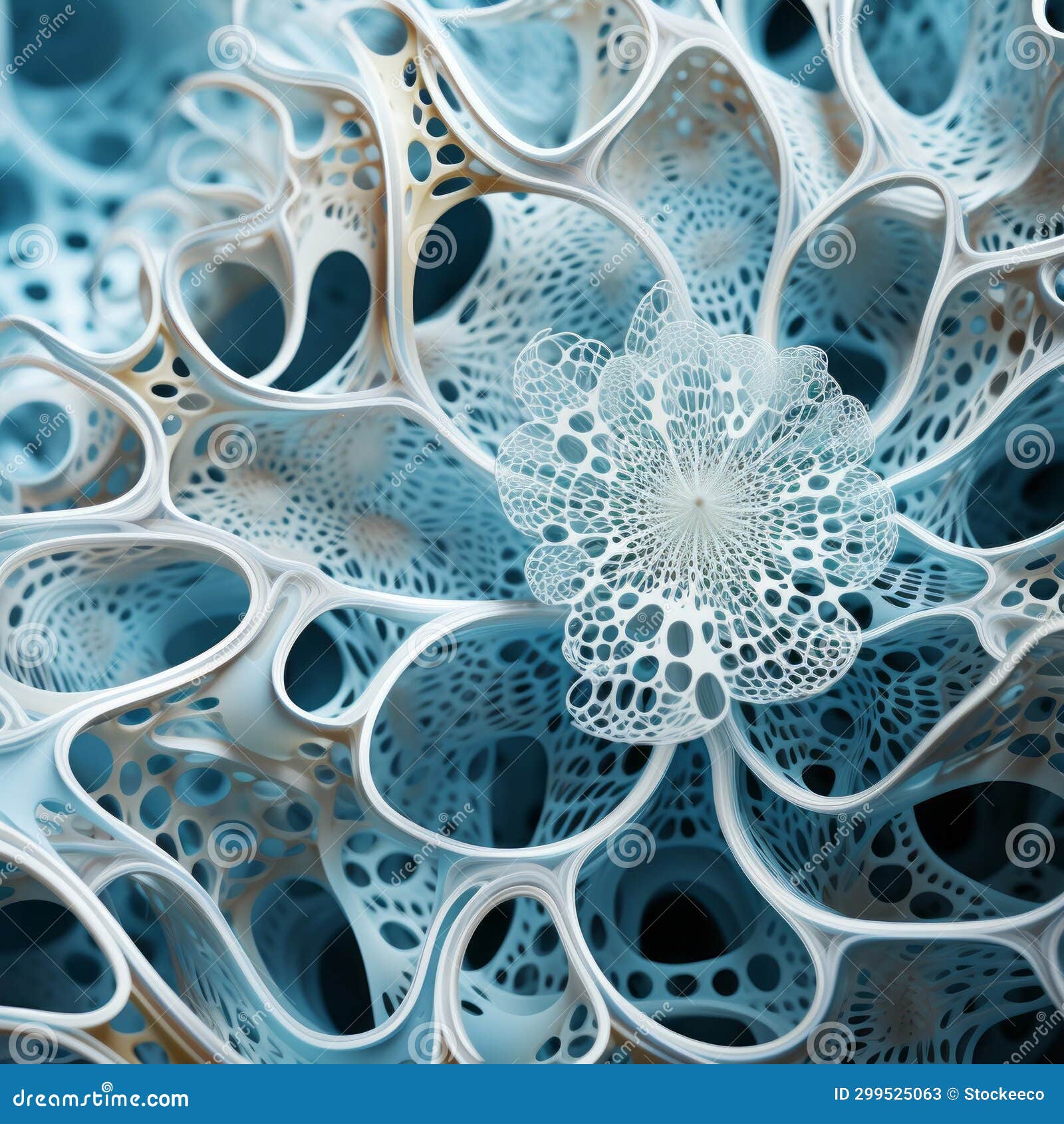 Intricate Blue and White 3d Model with Organic Cellular Formations ...
