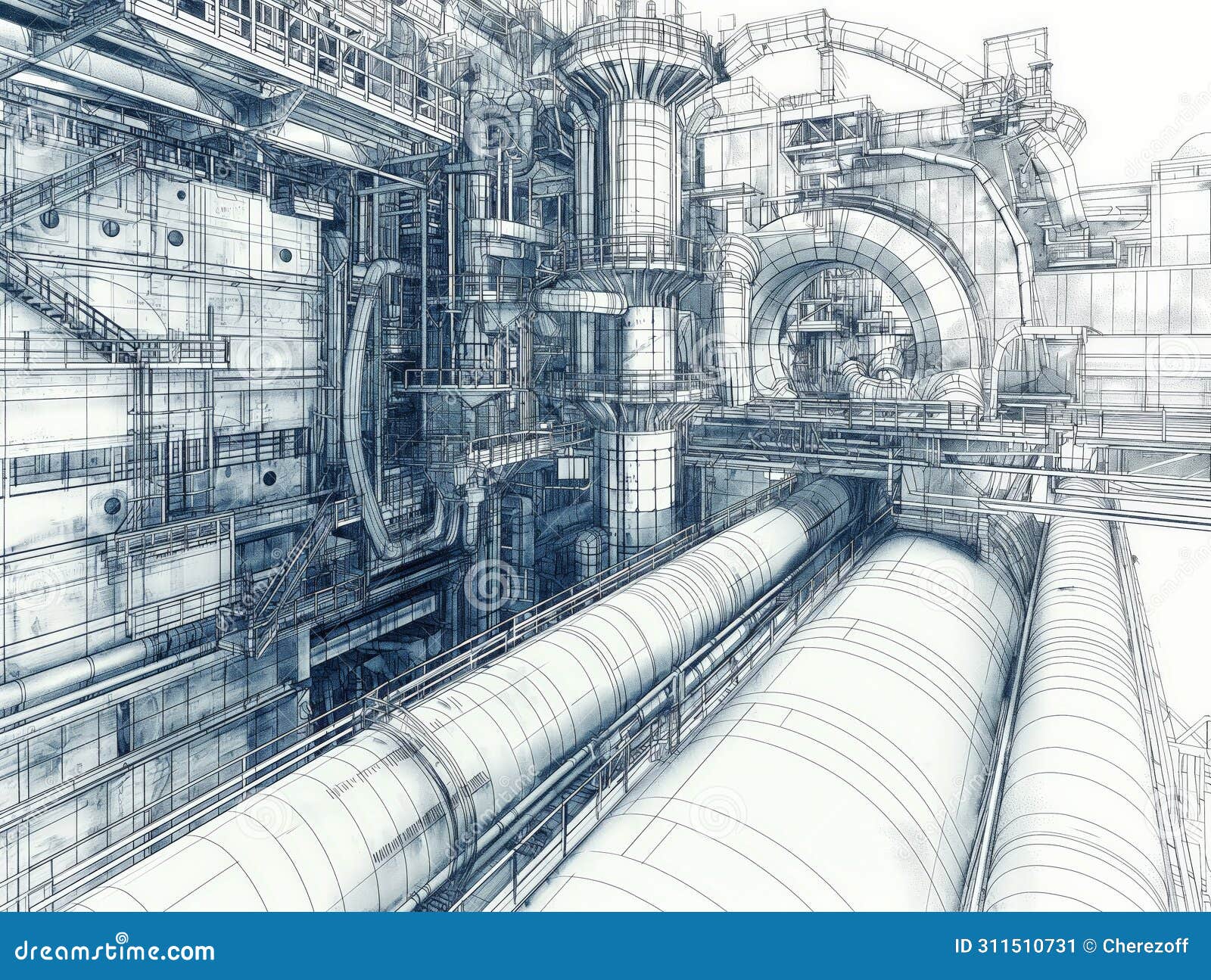 Industrial Blueprint Complexity Stock Image - Image of plant, machinery ...