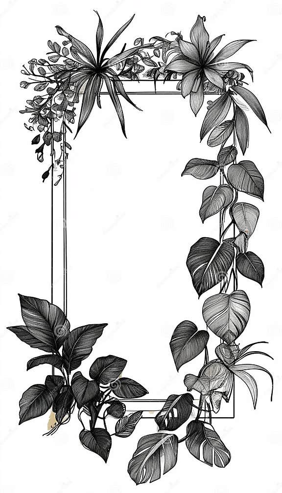 Intricate Botanical Frame Design for Artistic Projects and Decor Stock ...