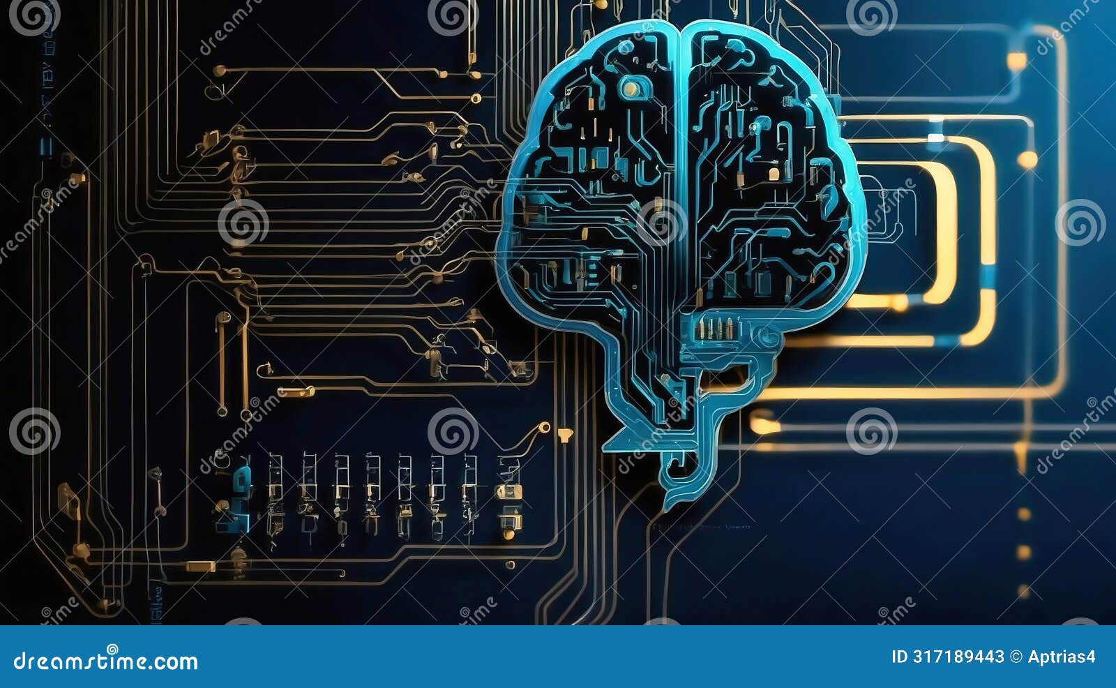 Intricate Brain-Inspired Circuit Design Illustrating Concepts of Stock ...